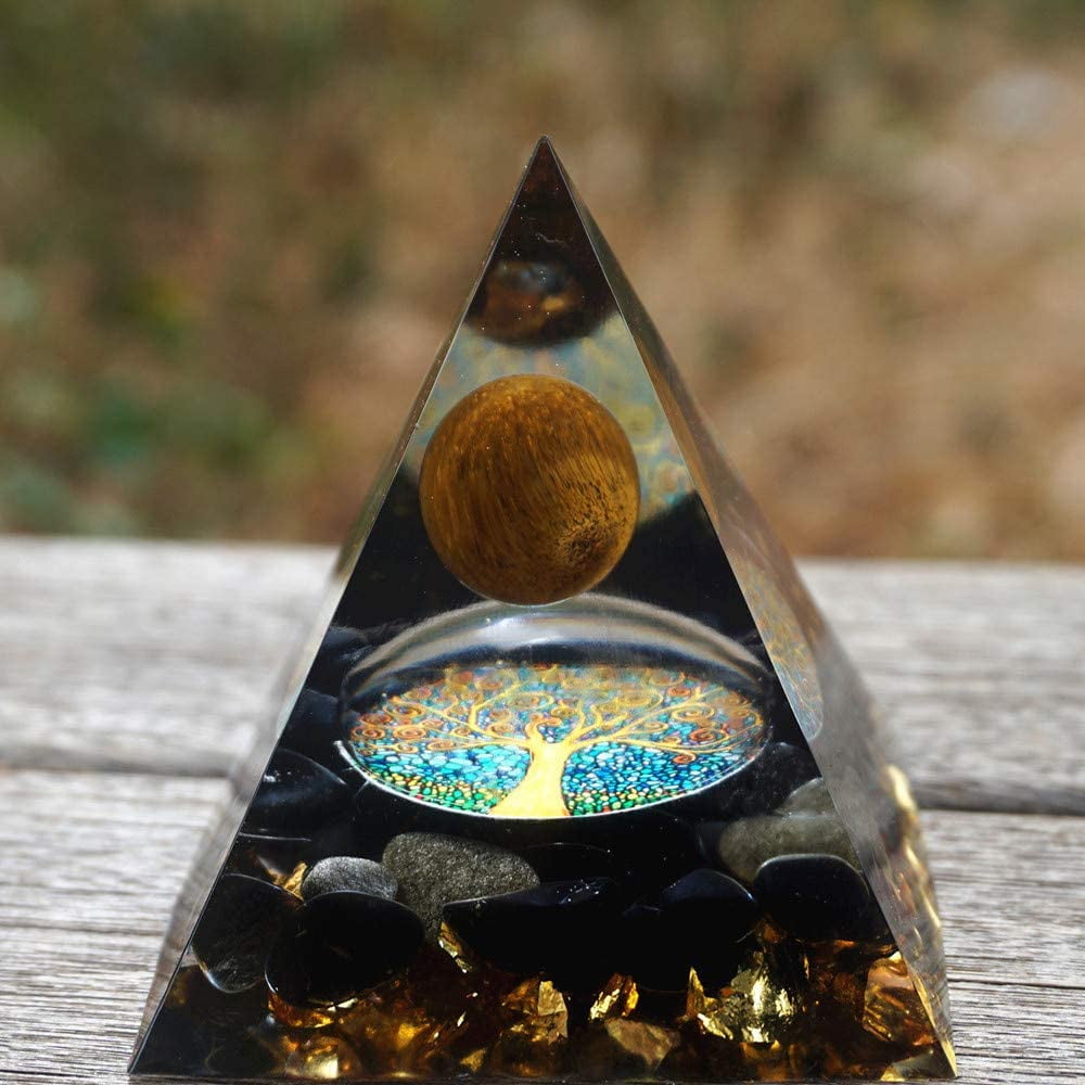Obsidian Orgonite Pyramid Healing Crystals Pyramid Metatron Chakra ...