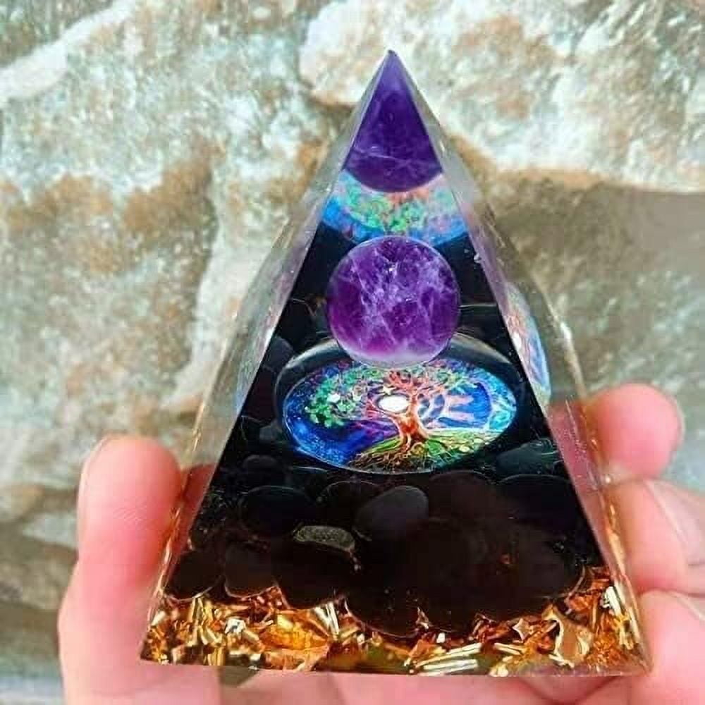 Obsidian Pyramid Extra Larger Amethyst Sphere Crystals Orgone Pyramids ...