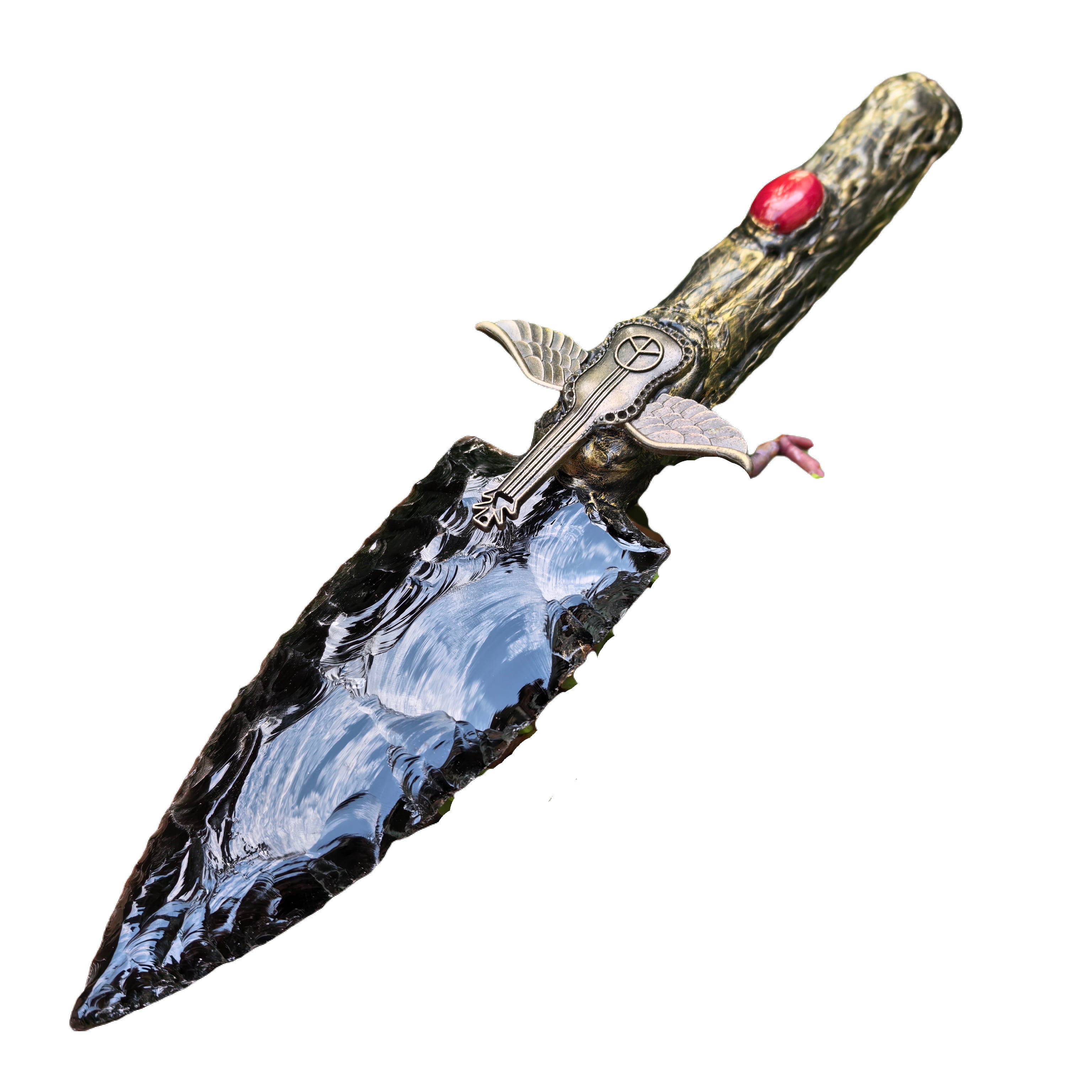 Obsidian Quartz Athame Ritual Knife - Handmade Crystal Blade for ...