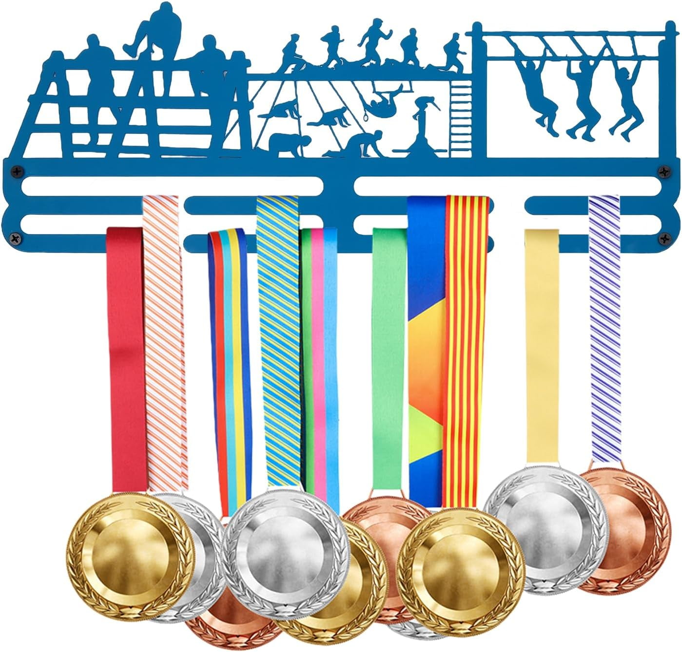 Obstacle Course Medal Holder Sports Medals Display Steel Cyan Iron Wall ...