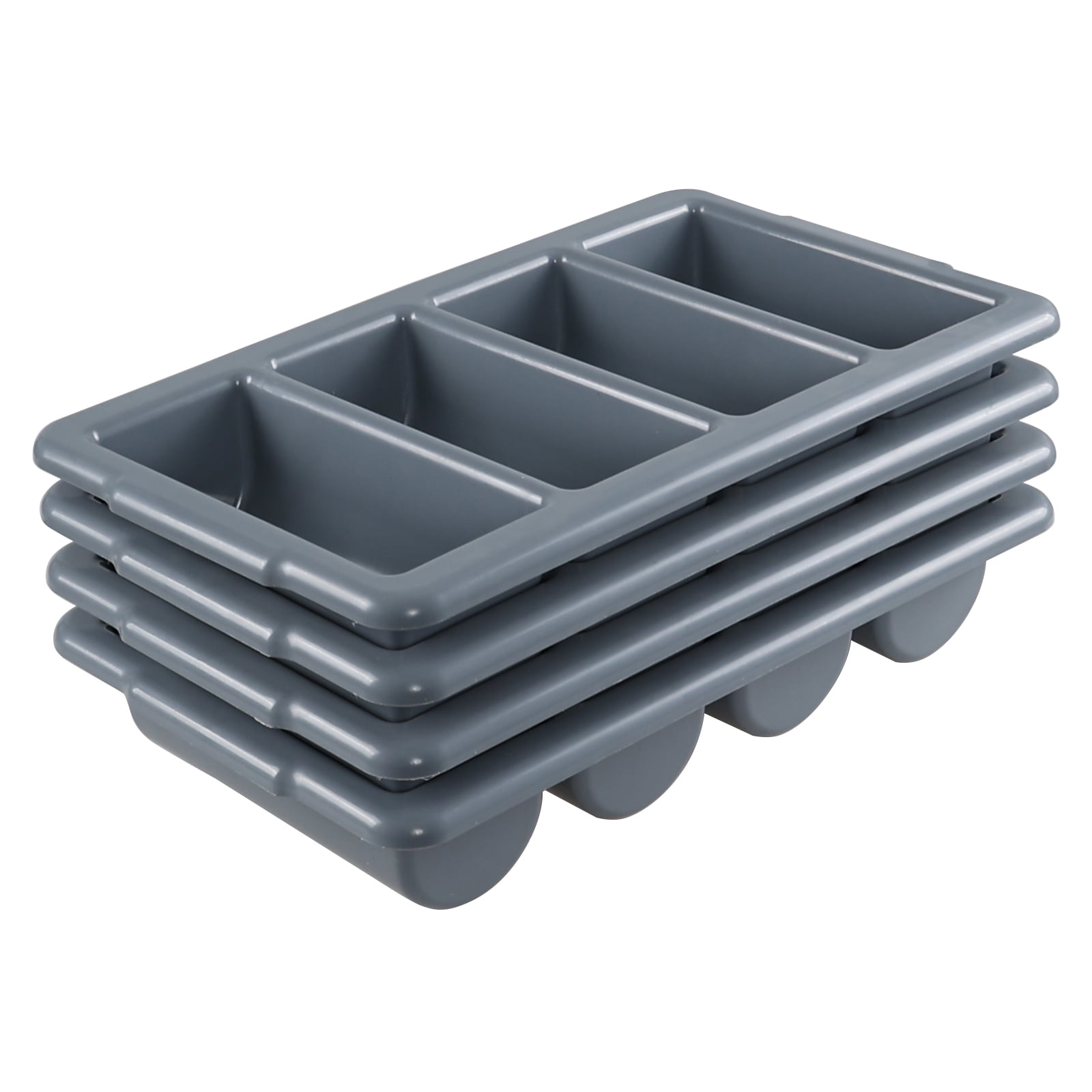 Obstnny 4-Pack Plastic Commercial Cutlery Bin, 4-Compartment Cutlery ...