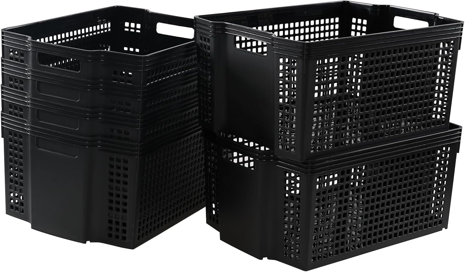 Obstnny 6-Pack Large Plastic Storage Baskets, Stackable Storage Basket ...