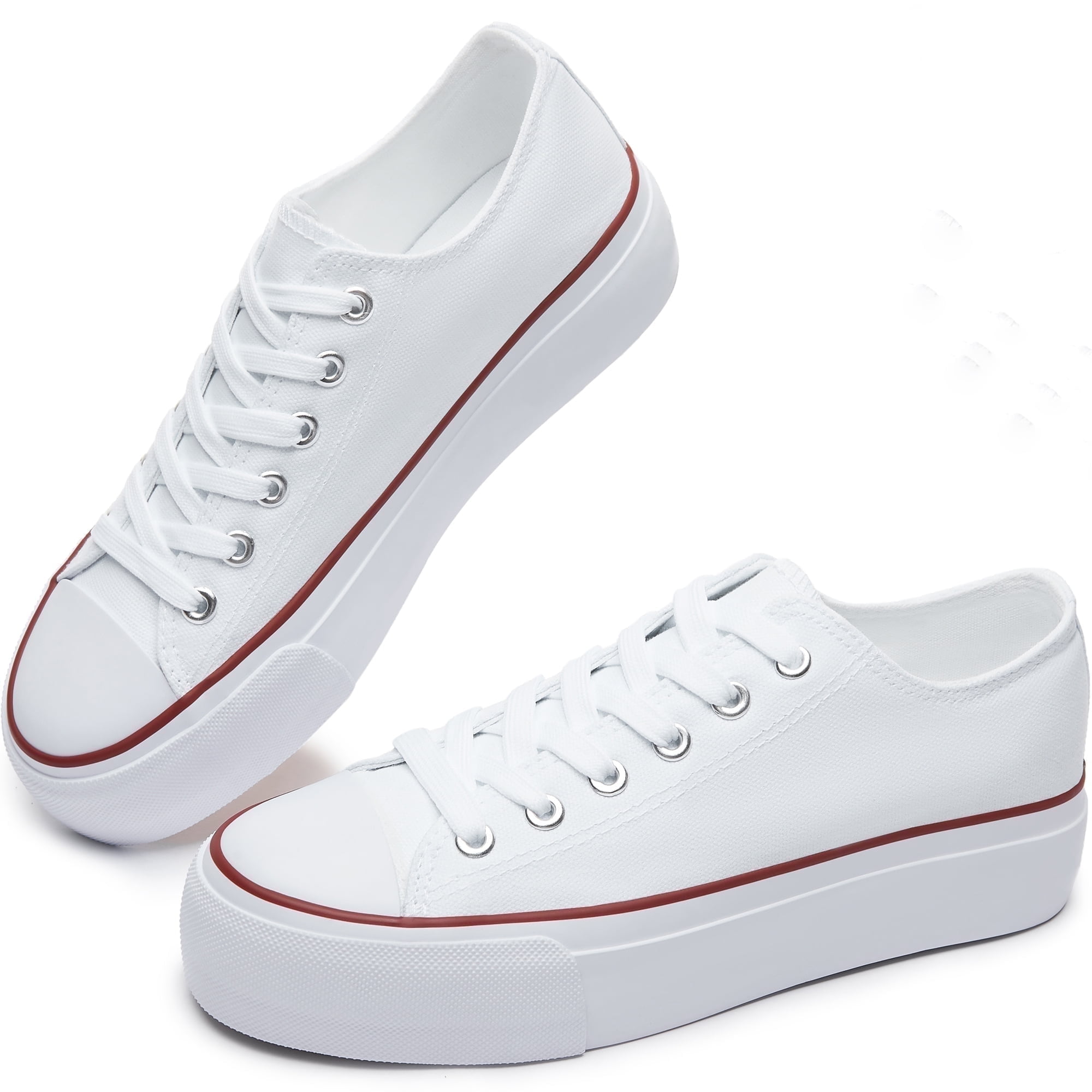 Obtaom Women's Low Top Platform Canvas Sneakers, Comfortable Casual ...