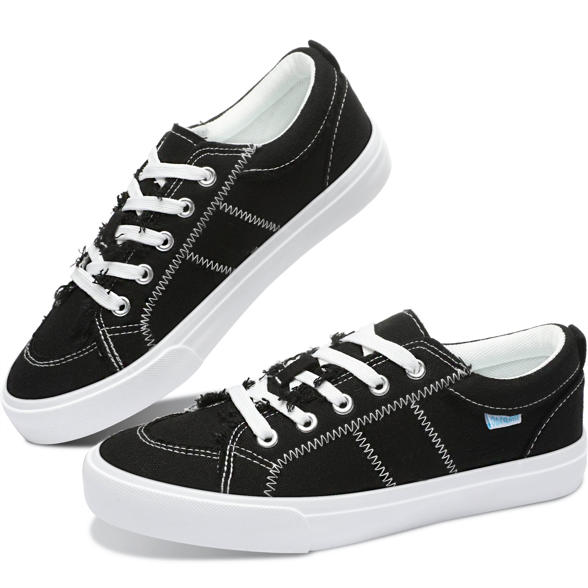 Obtaom Women Canvas Fashion Sneakers Lace up Play Canvas Shoes Low Top ...