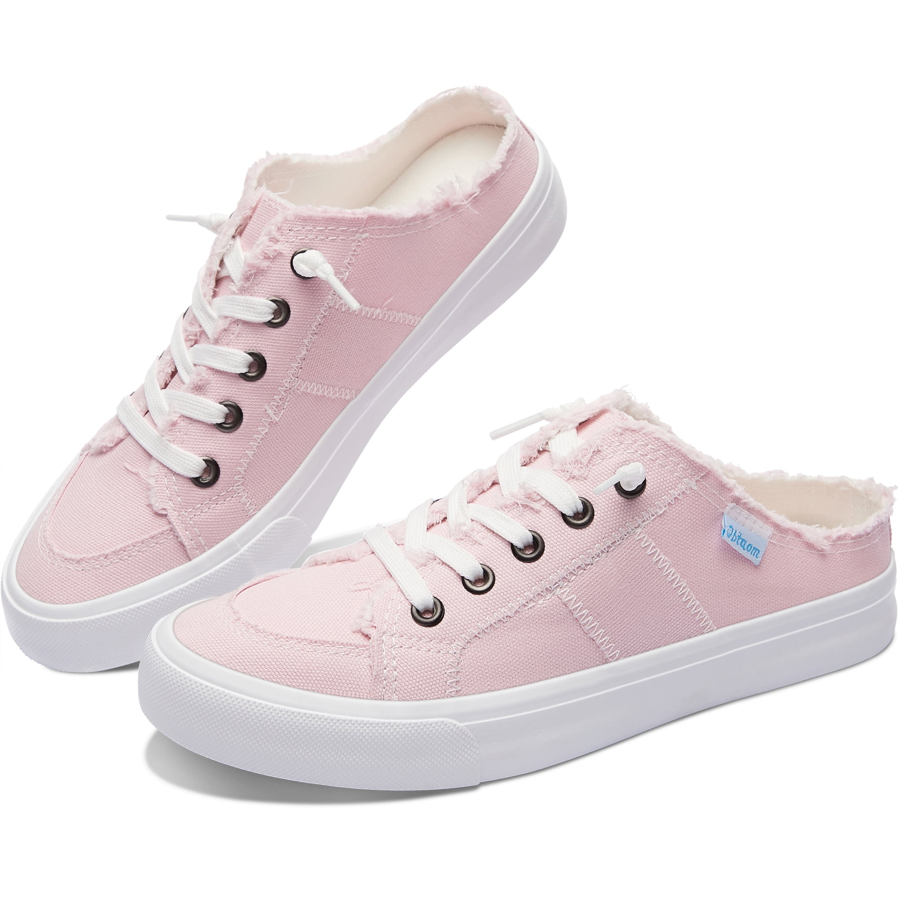 Obtaom Women Canvas Mules Memory Foam Clipper Fashion Sneakers ...