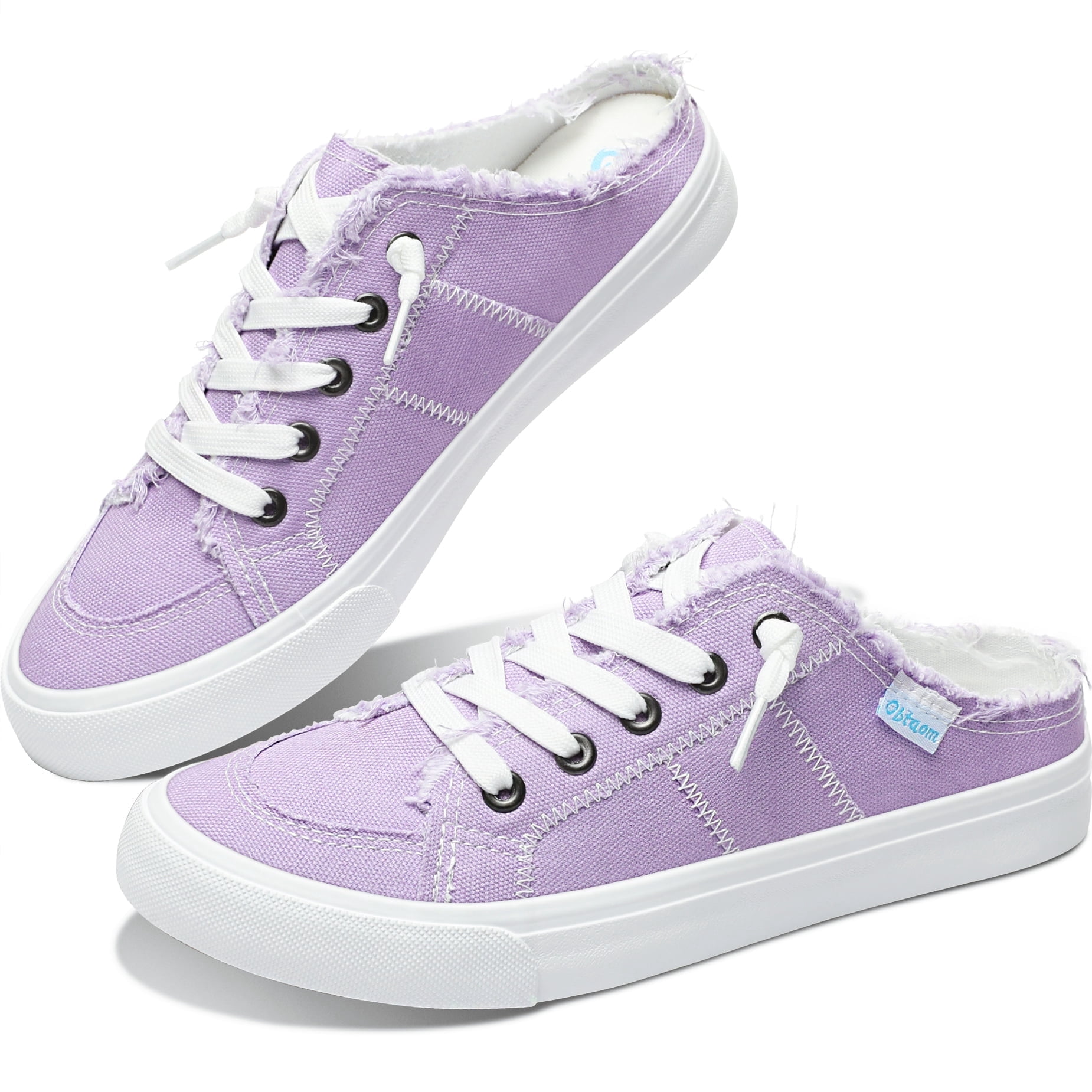 Obtaom Women Canvas Mules Memory Foam Clipper Fashion Sneakers ...