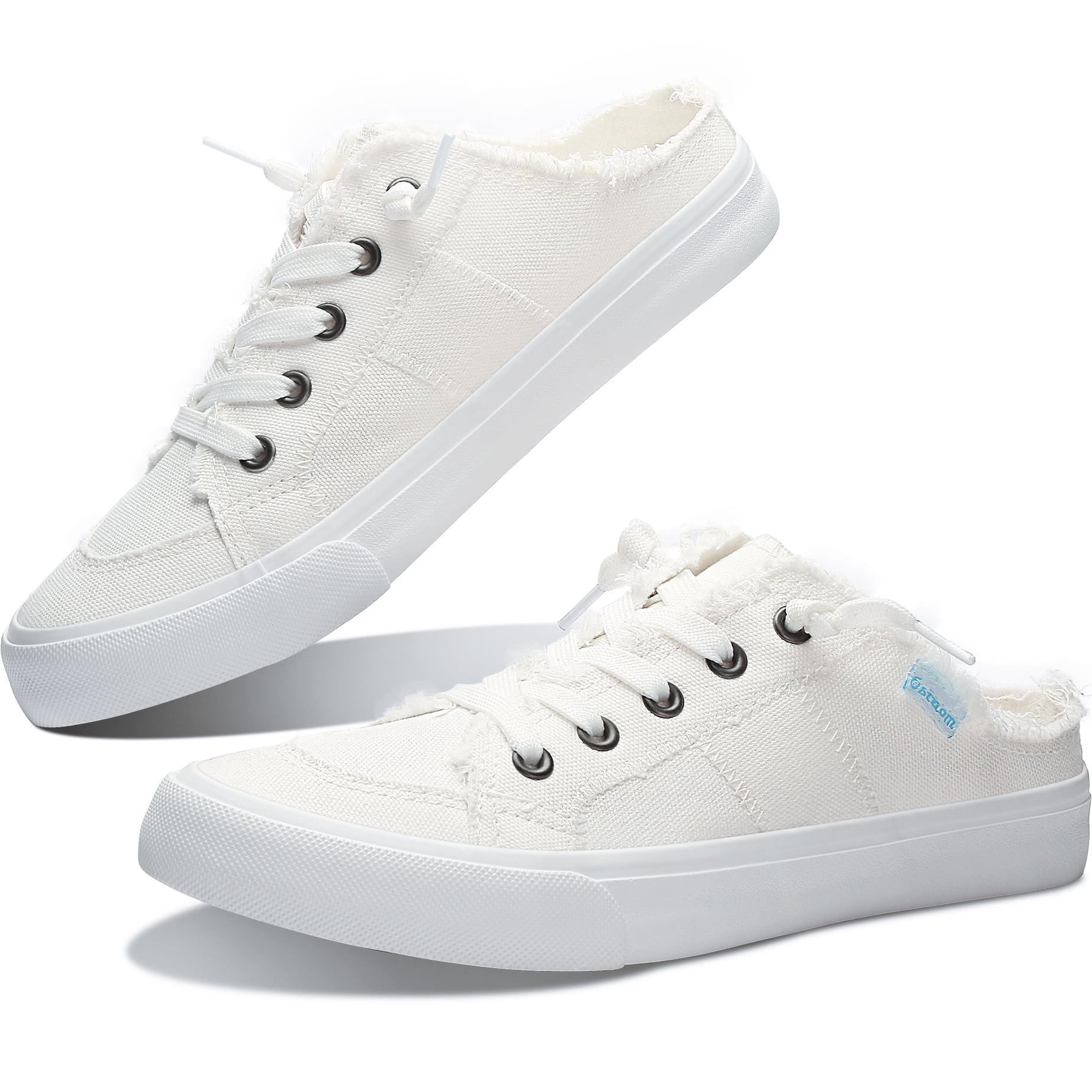 Obtaom Women Canvas Mules Memory Foam Clipper Fashion Sneakers ...