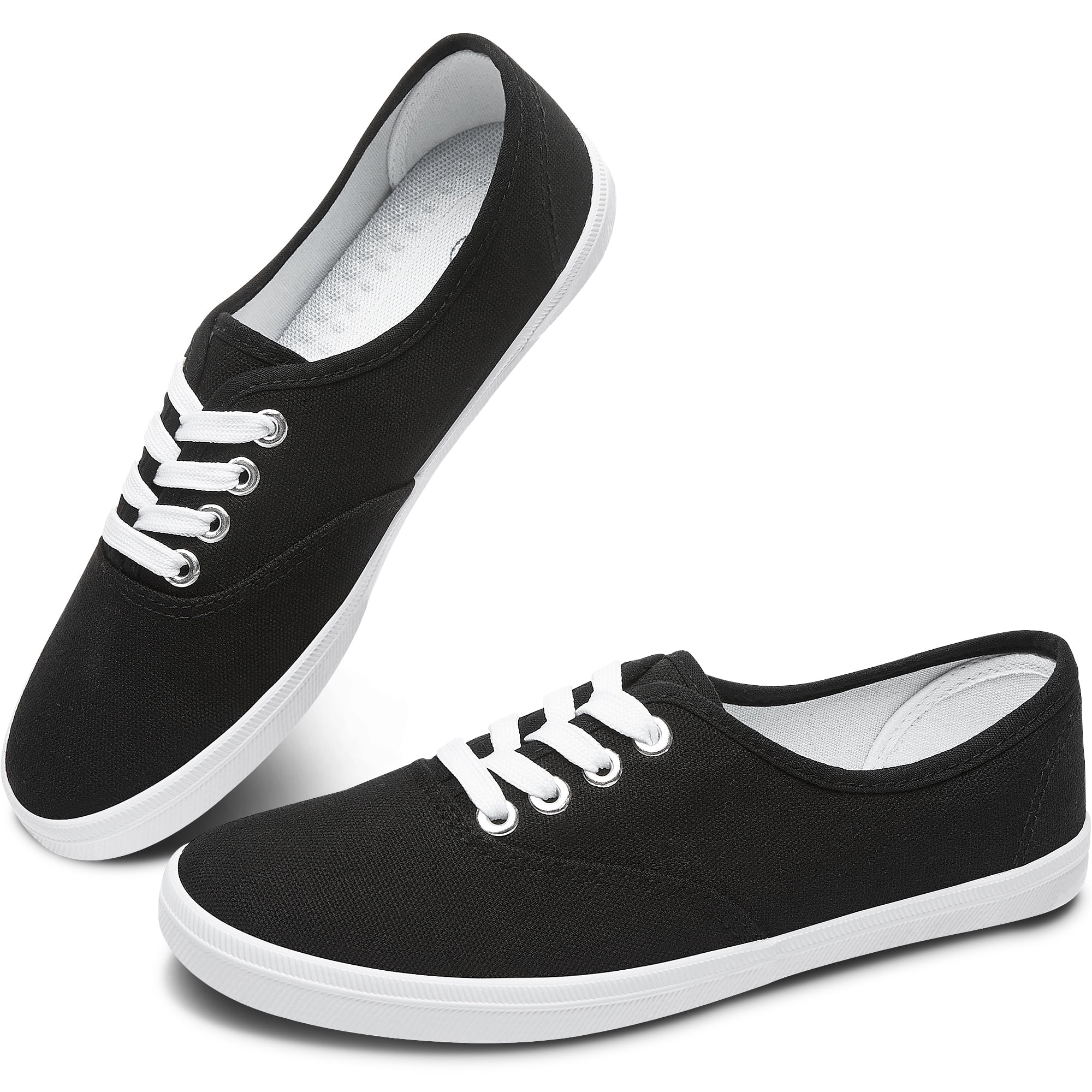 Obtaom Womens Canvas Sneakers Fashion Lace Up Canvas Shoes Low Top