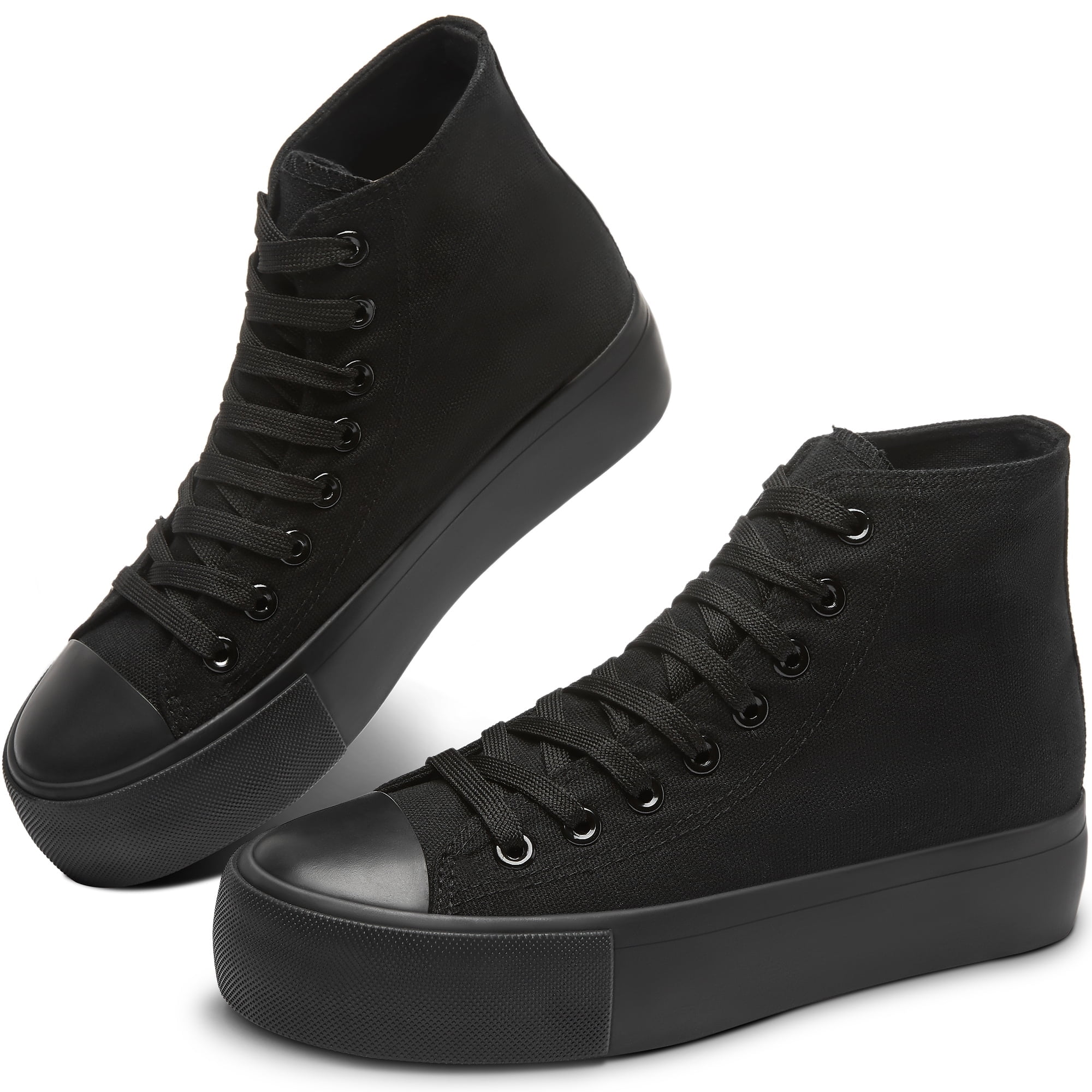 Obtaom Women's High Top Canvas Platform Sneakers, Comfy, Cute, Non-Slip ...
