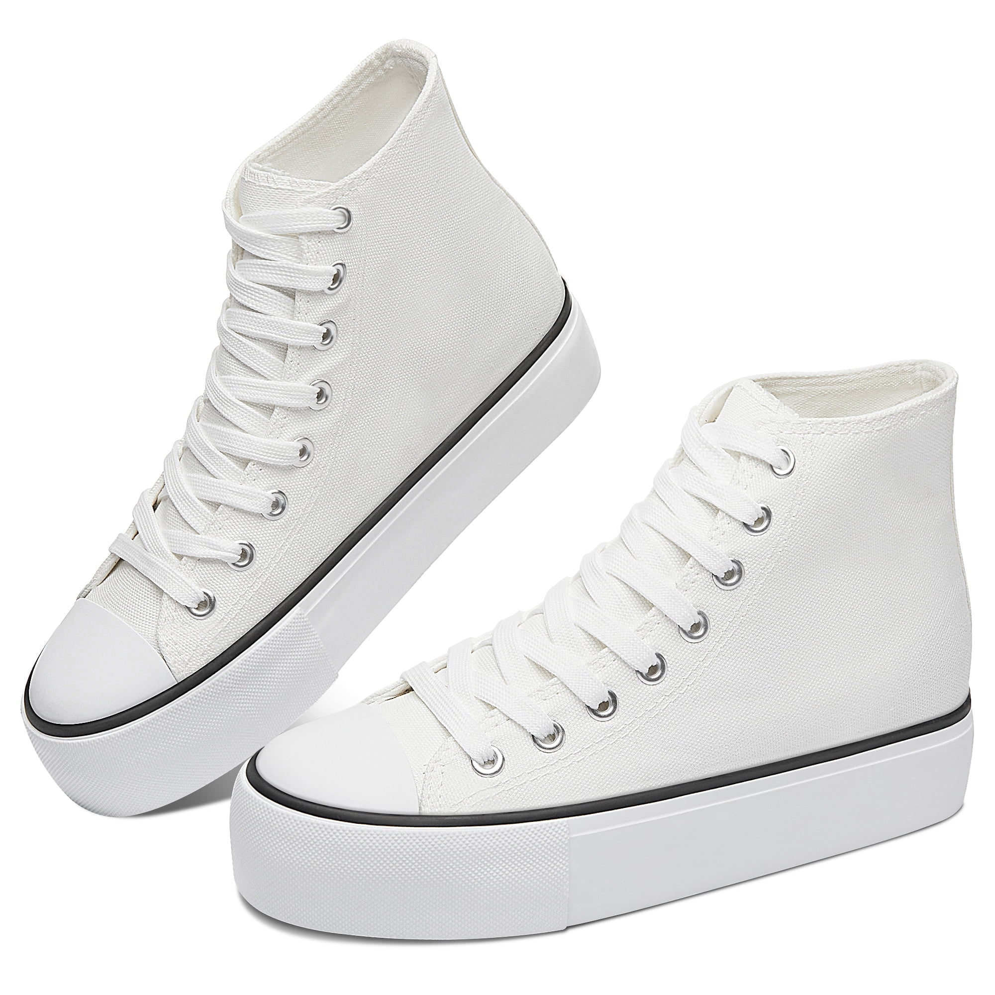 Obtaom Women’s Platform High Top Canvas Shoes Comfy Platform Hi Top ...