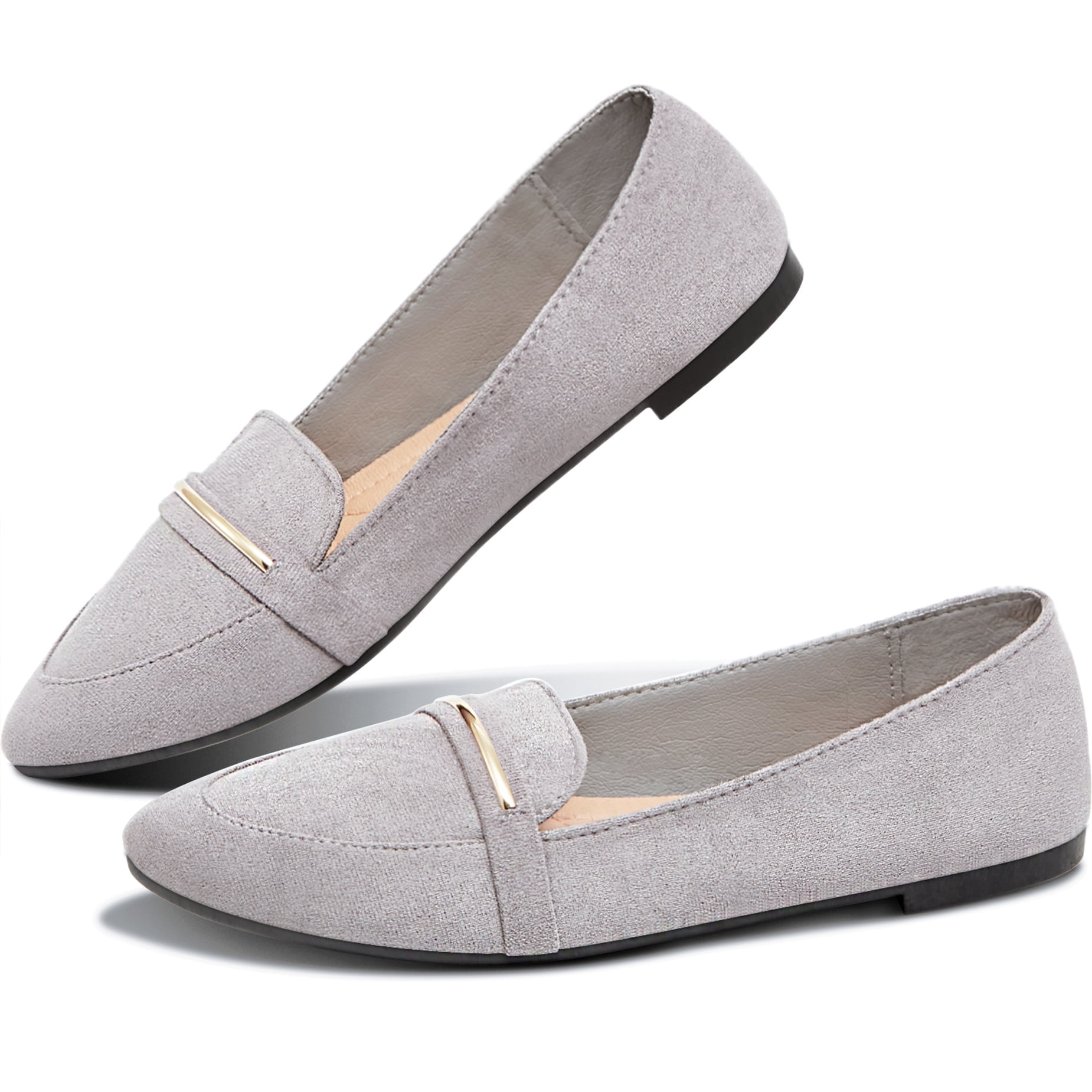 Obtaom Women’s Faux Suede Pointy Toe Loafer Flat, Elegant Work/Dress ...