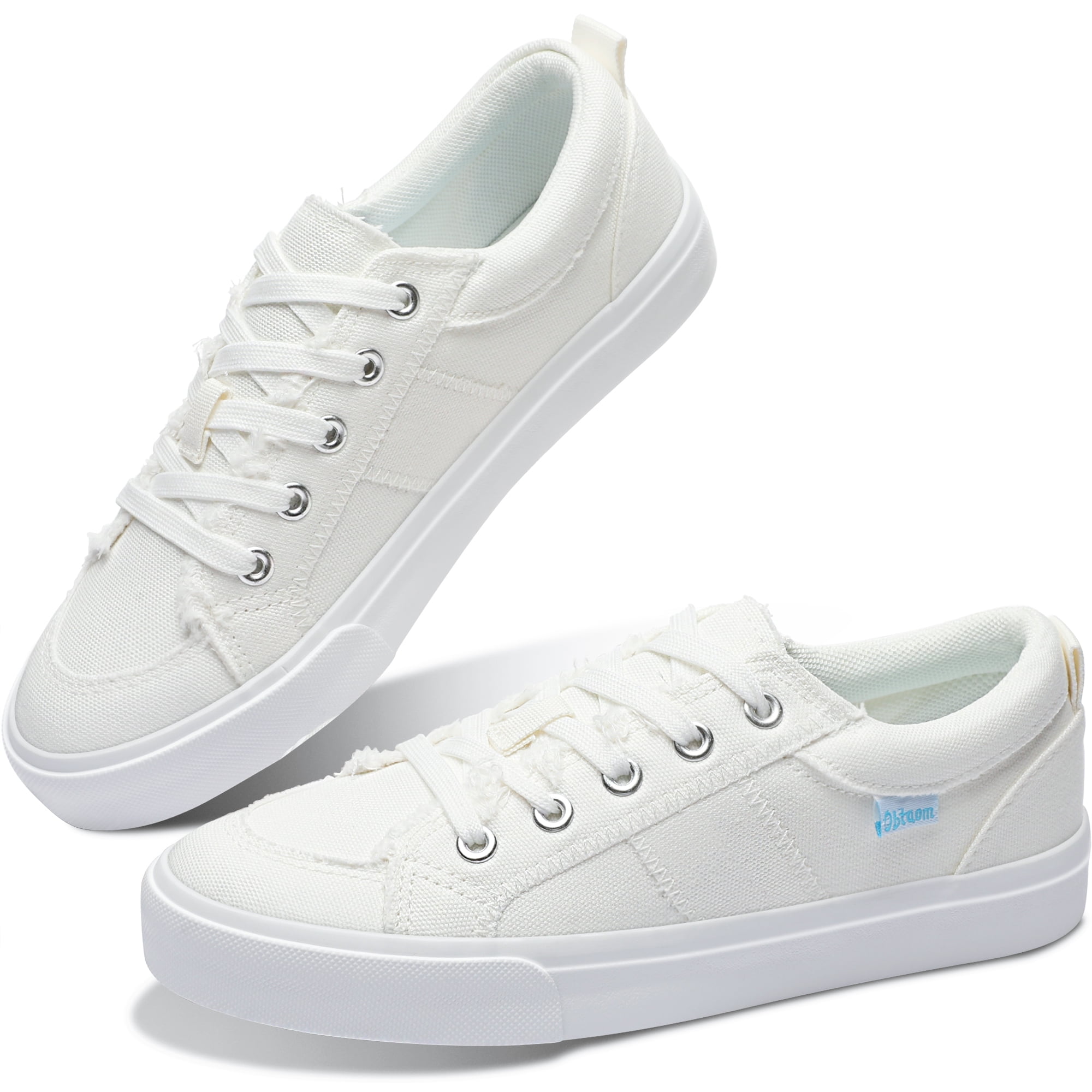 Obtaom Women Canvas Fashion Sneakers Lace up Play Canvas Shoes Low Top ...