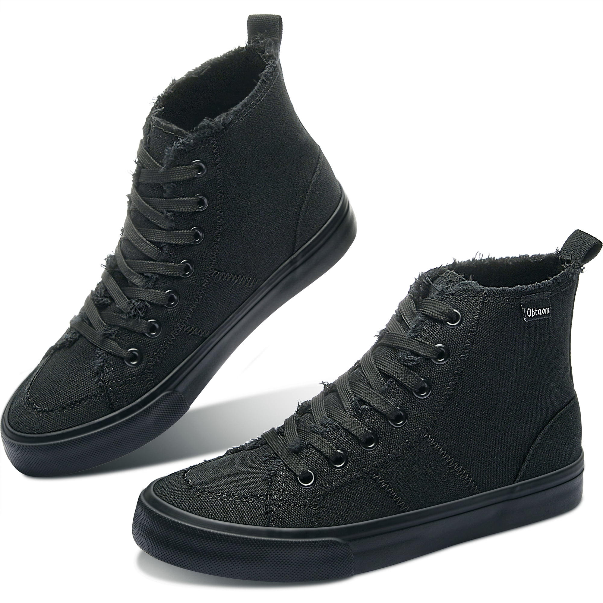 Obtaom Womens High Top Canvas Casual Sneakers,Fashion Mid Lace up ...