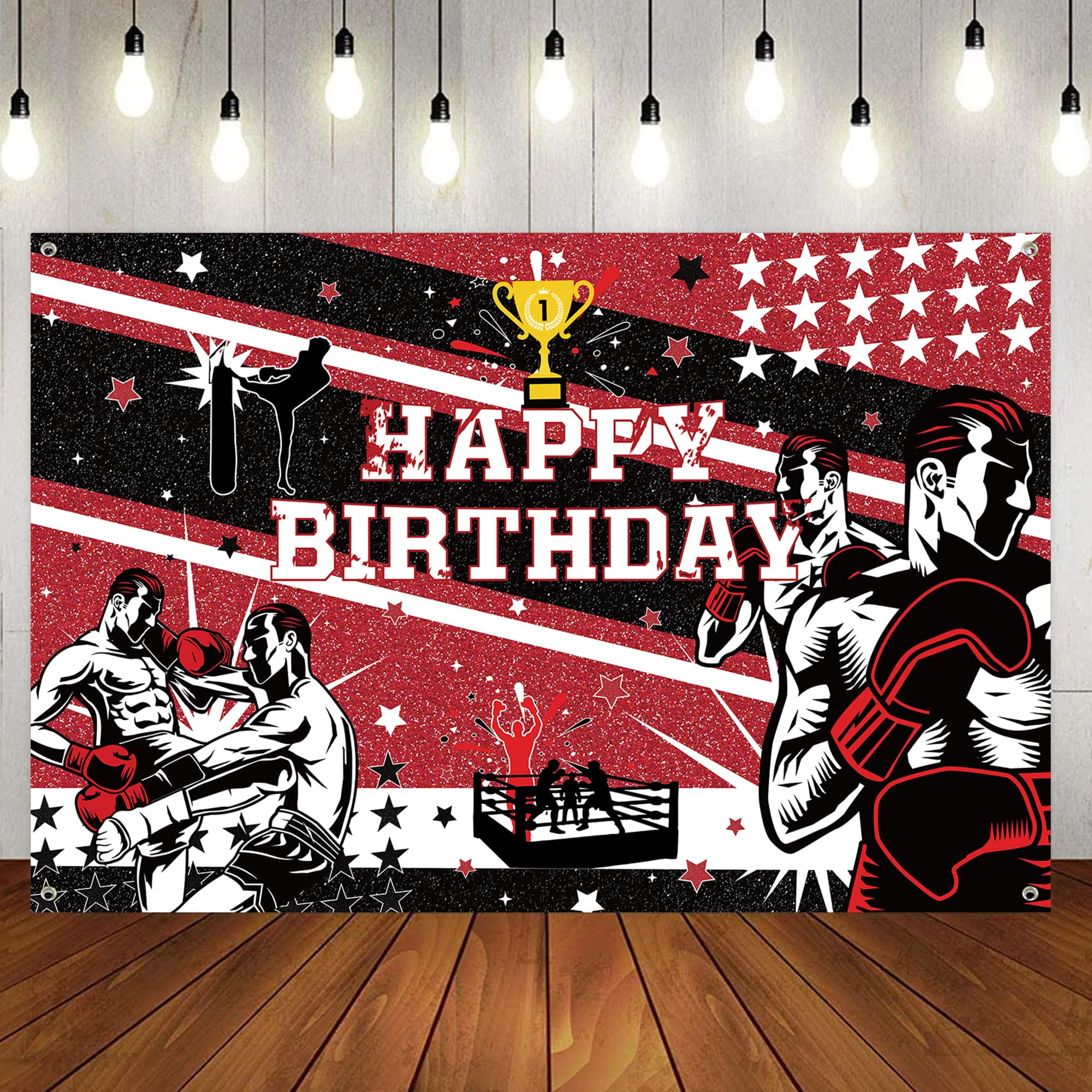 Obussgar Boxing Party Decorations, Boxing Birthday Party Backdrop ...