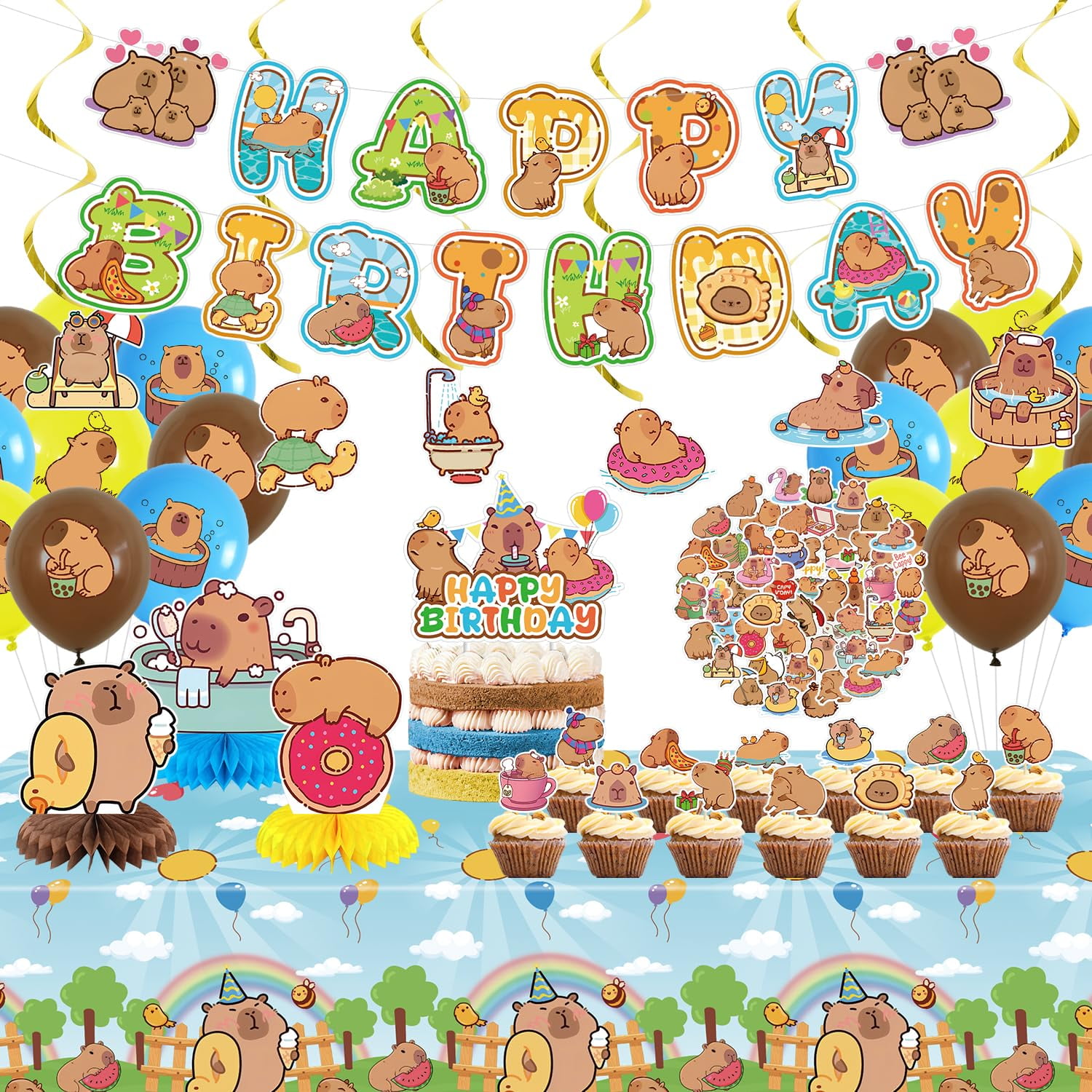 Obussgar Capybara Birthday Party Decorations - AFN1Capybara Party ...