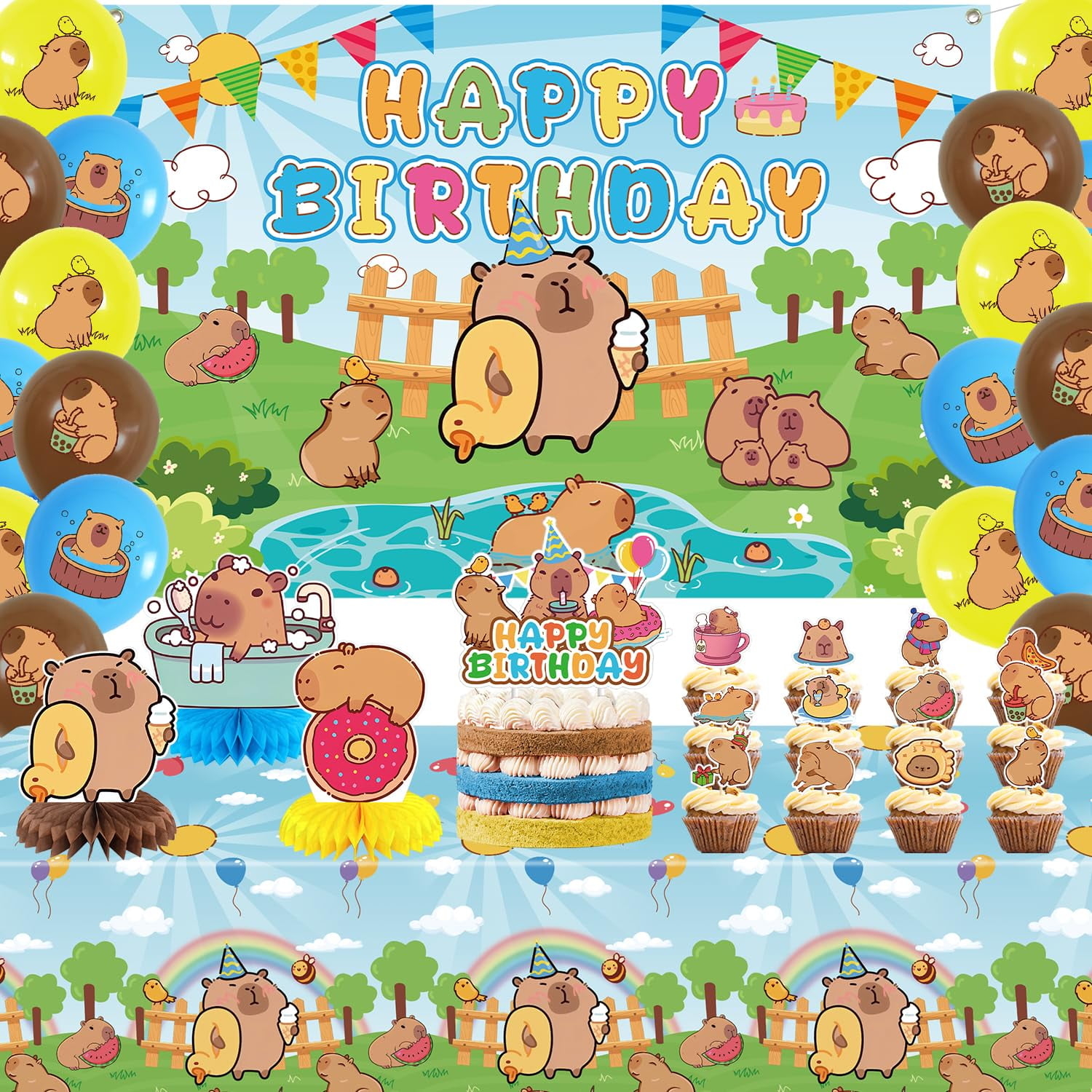Obussgar Capybara Birthday Party Decorations - KKS1 Capybara Party ...