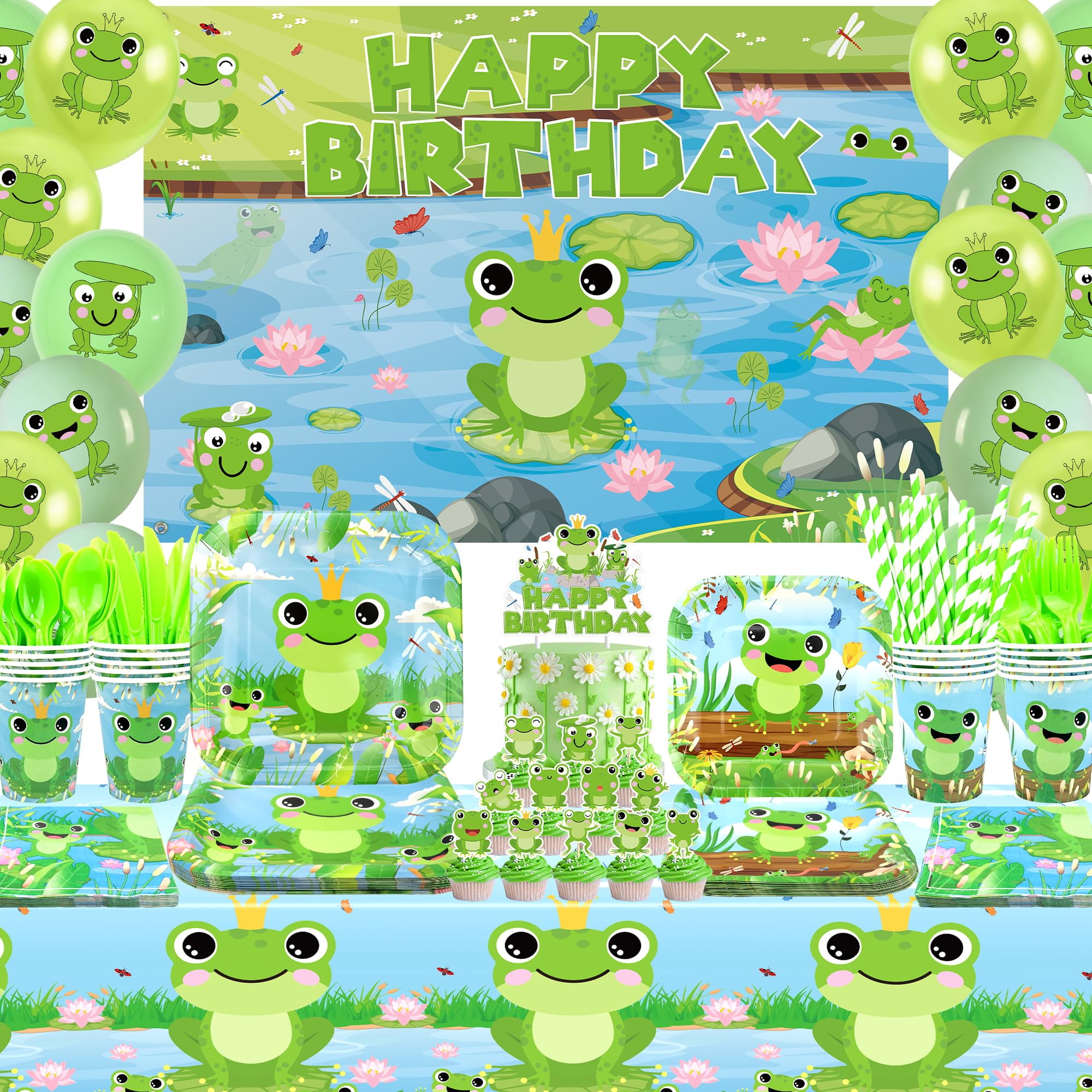 Obussgar Frog Birthday Party Decorations - Frog Party Supplies ...