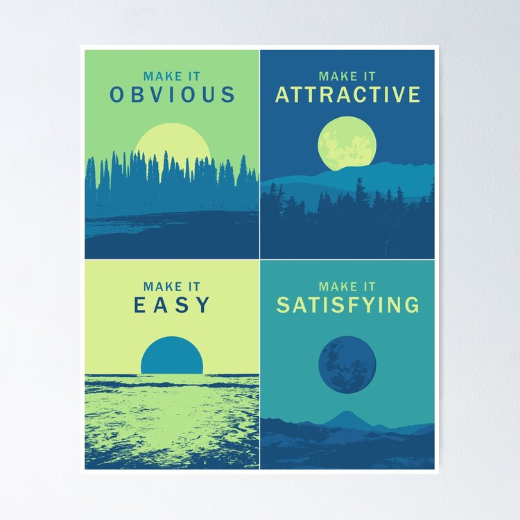 Obvious Attractive Easy Satisfying (Atomic Habits - James Clear) Poster ...
