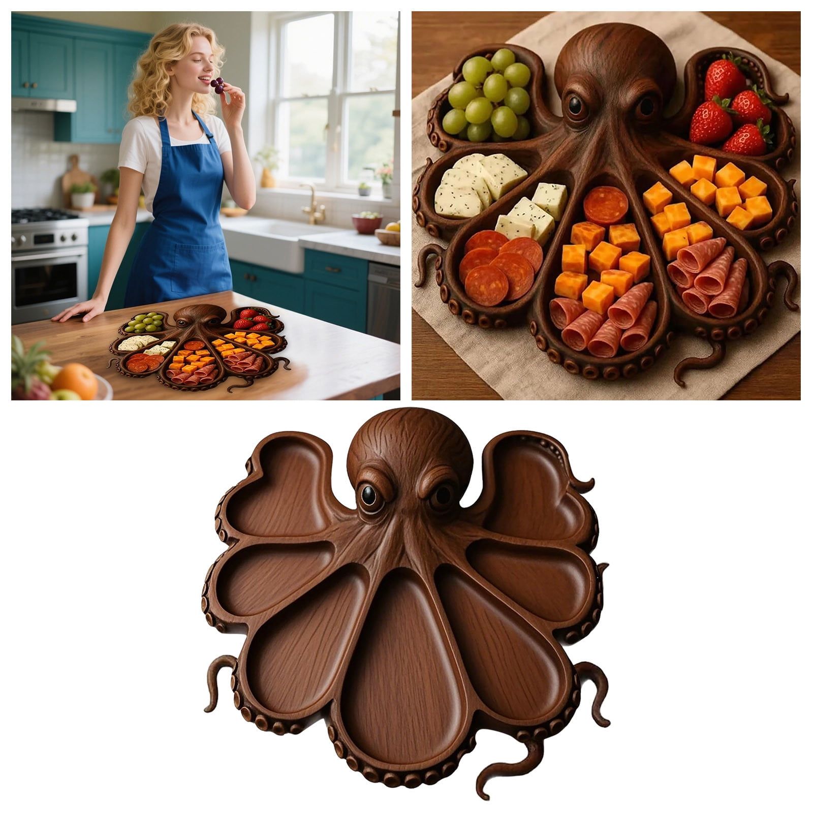 Oc Topus Charcuterie Platter Ocean Themed Cheese Bread Board Novelty ...
