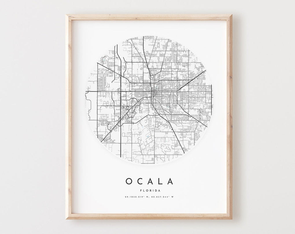 Ocala Map Print, Ocala Map Poster City Wall Art, Fl Road Map, Florida ...