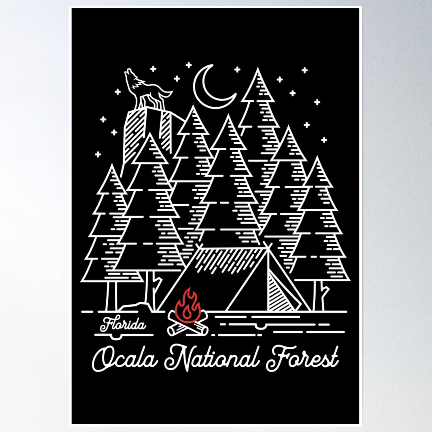Ocala National Forest Monoline Poster Wall Art, Modern Wall Decor ...