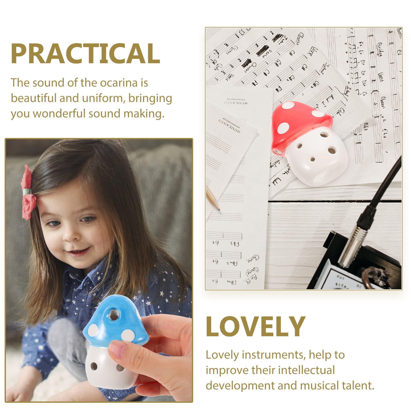 Ocarina Wind Instrument,2Pcs Mushroom Ocarina Toy Beginner Music ...