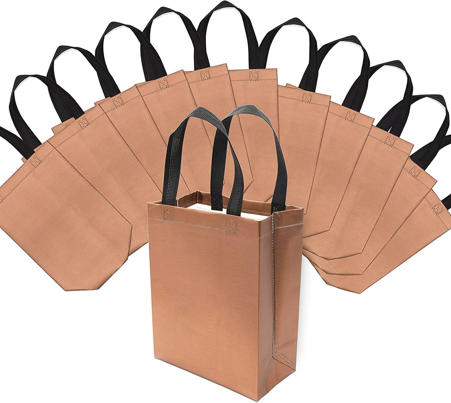 OccasionALL- Rose Gold Gift Bags with Handles, Non-Woven Gift Wrap Bags ...