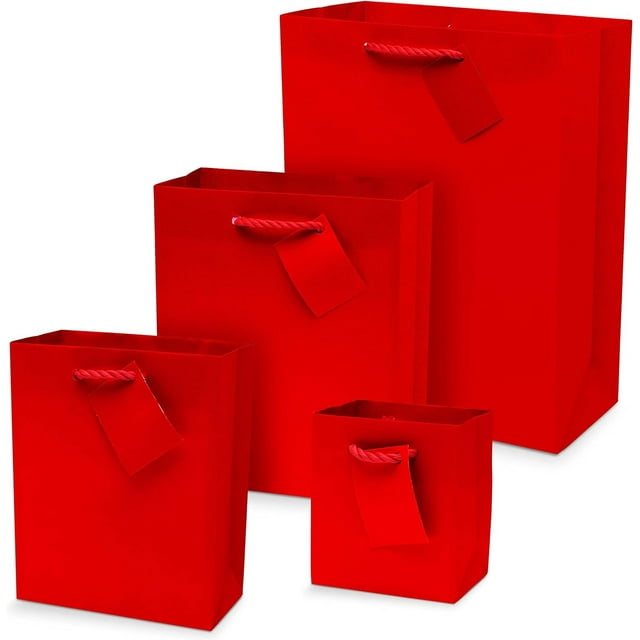 OccasionALL- Solid Red Paper Gift Bags with Handles for All Occasions ...