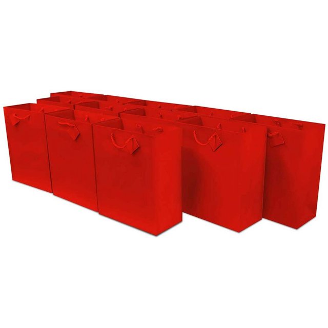 OccasionAll- Small Red Paper Gift Bags with Handles for Birthday ...