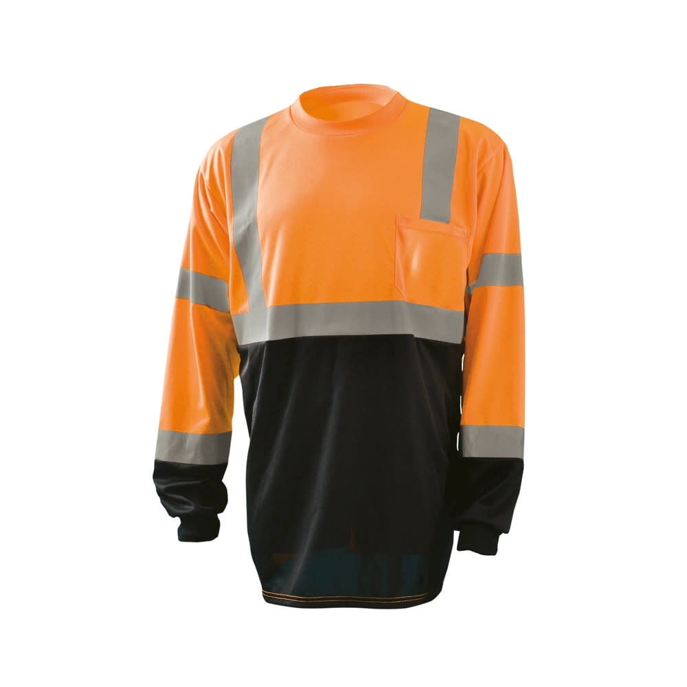 Occunomix Hi-Vis Orange Black Bottom Wicking Birdseye Shirt Long Sleeve ...