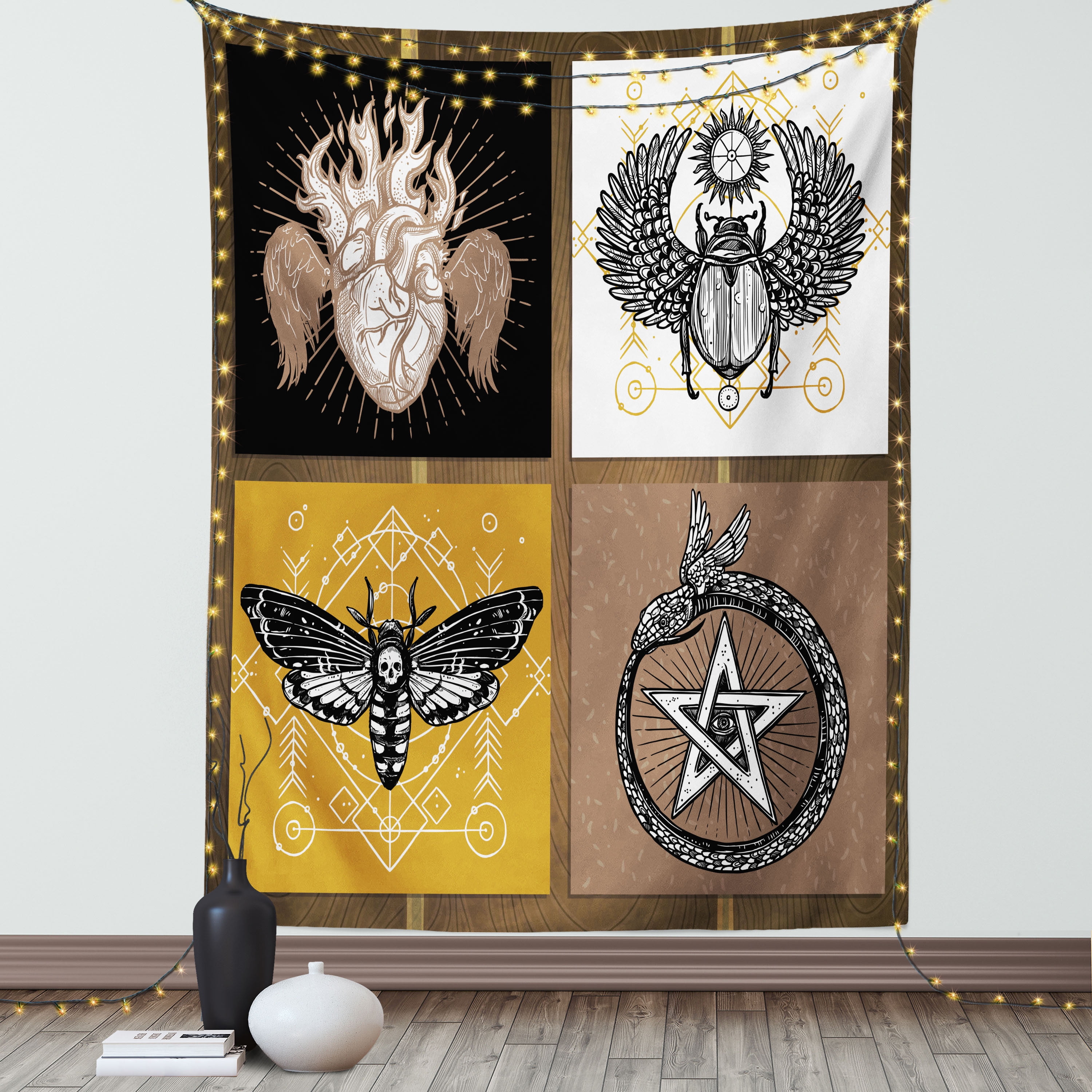Occult Decor Tapestry, Authentic Occult Themed Insects Print Forces of ...