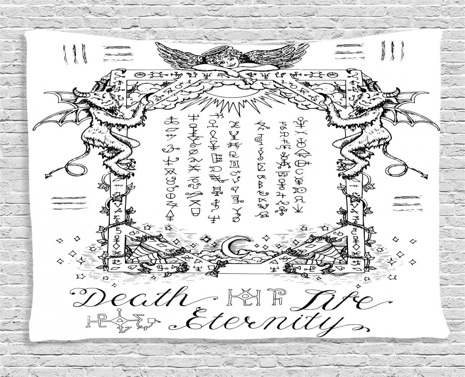 Occult Decor Tapestry, Gothic Medieval Magic and Spell Symbols Eternal ...