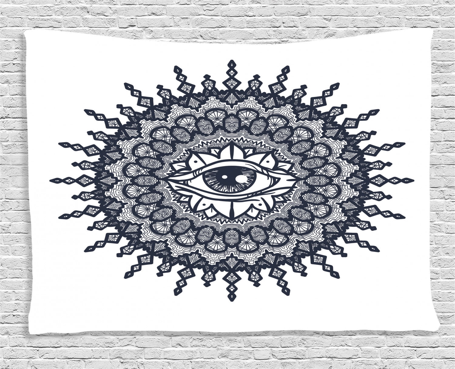 Occult Decor Tapestry, Traditional Round Mandala Motif with Eye in ...