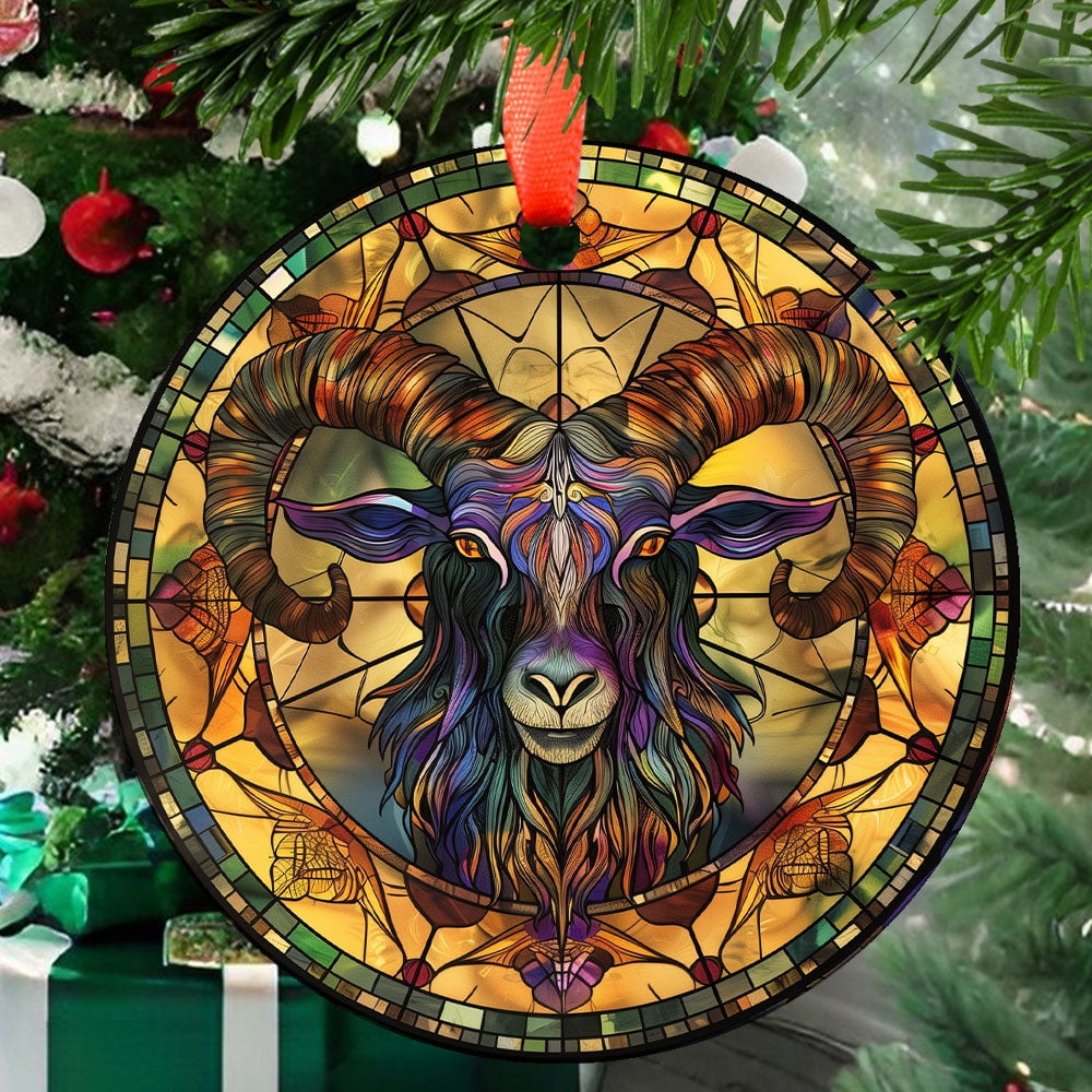 Occult Goat: Ornament Style Wall or Window Hanging Made With Real Glass ...