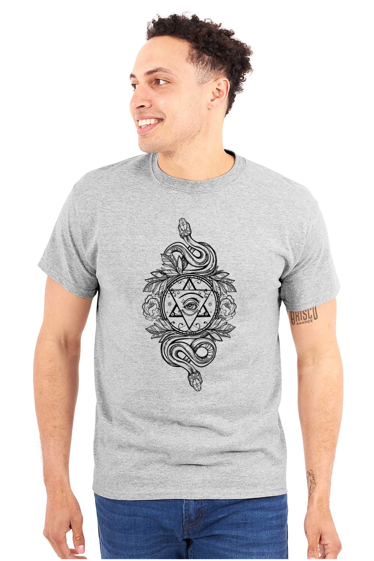 Occult Symbolism All Seeing Eye Snake Men's Graphic T Shirt Tees Brisco ...