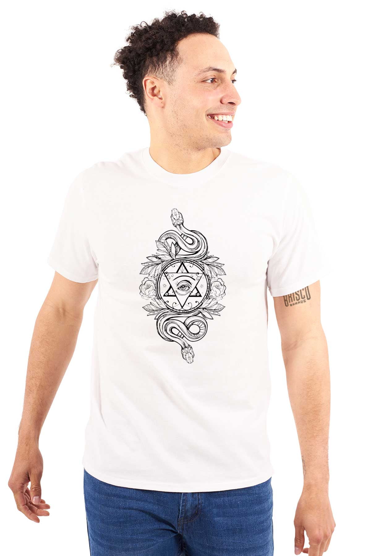 Occult Symbolism All Seeing Eye Snake Plus Size Crewneck Graphic Tee ...