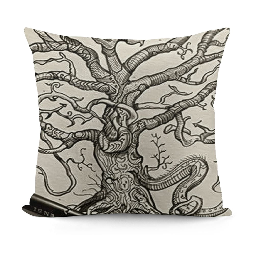 Occult Throw Pillow Cushion Cover, Historic Look Cosmic Tree with ...