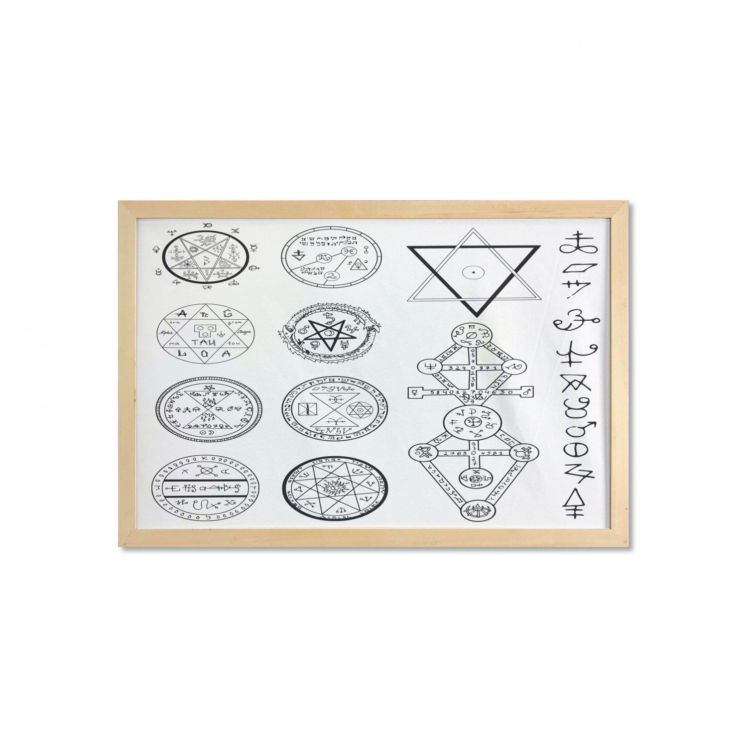 Occult Wall Art with Frame, Design Circular Pentagram Hidden Knowledge ...