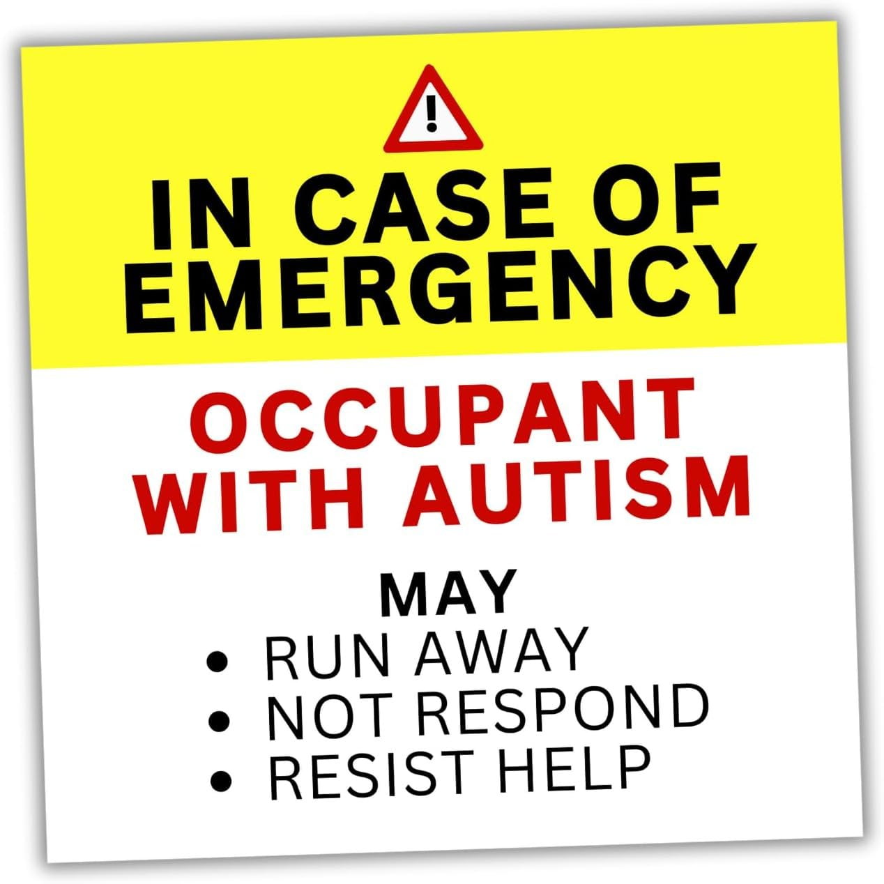 Occupant with Autism Window Cling 2 pk 5x5 Square Sticker Autistic Non ...