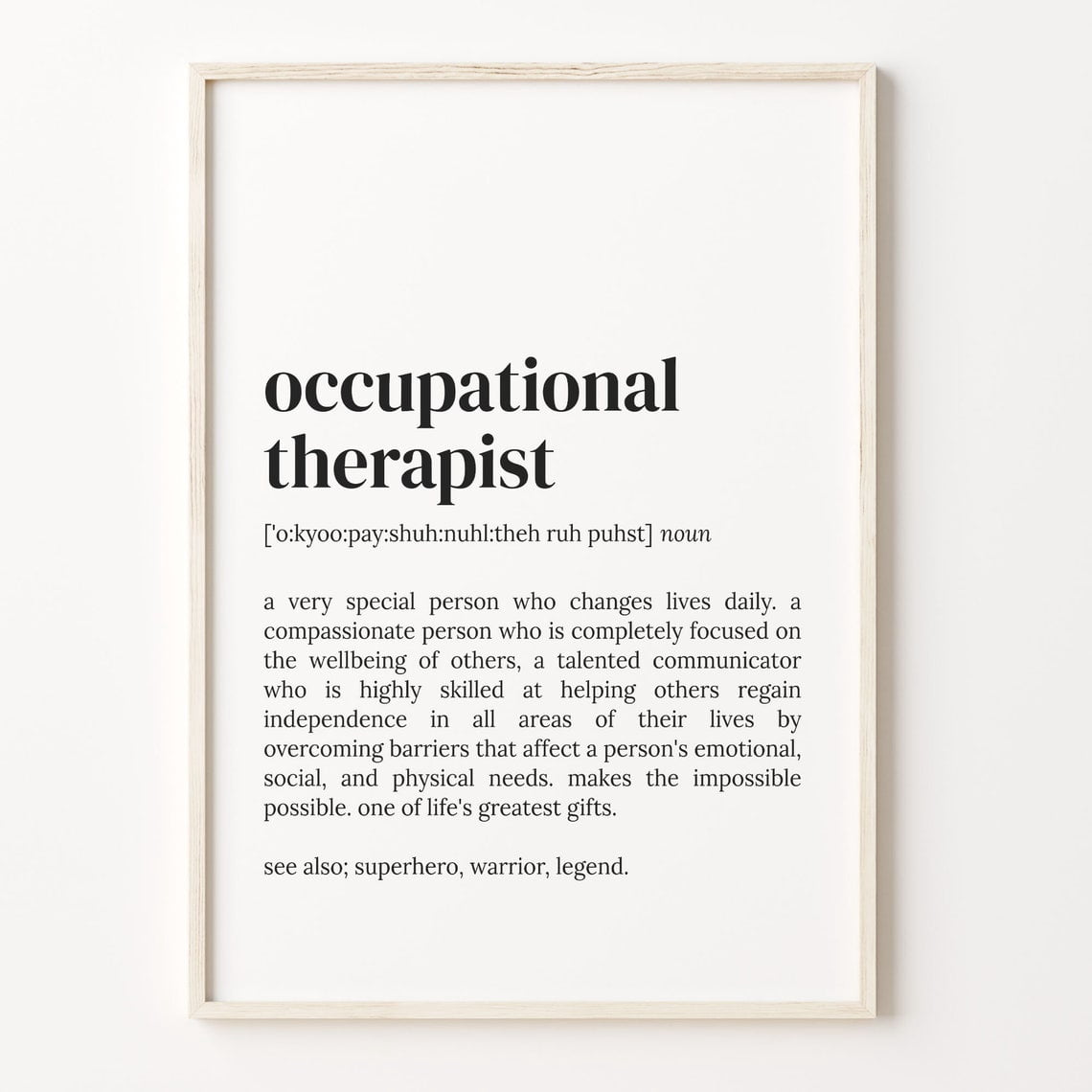 Occupational Therapist Definition Quote Art, Stretched Canvas - Walmart.com