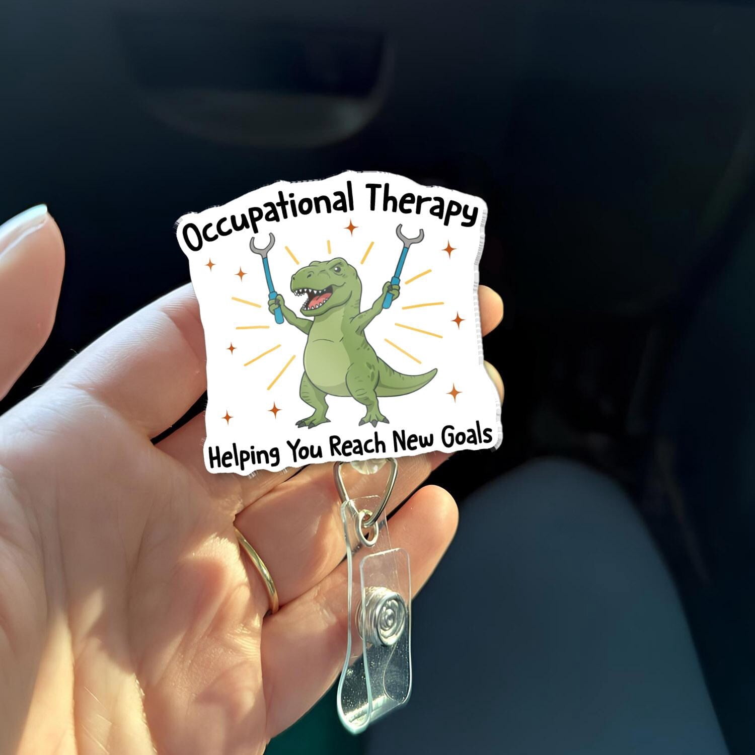 Occupational Therapy Badge Reel – Funny OT Dino ID Holder – Helping You ...