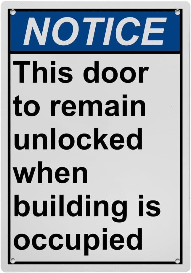Occupied Building Unlocked Exit Sign, Industrial Exit Sign 8"x12" UV ...