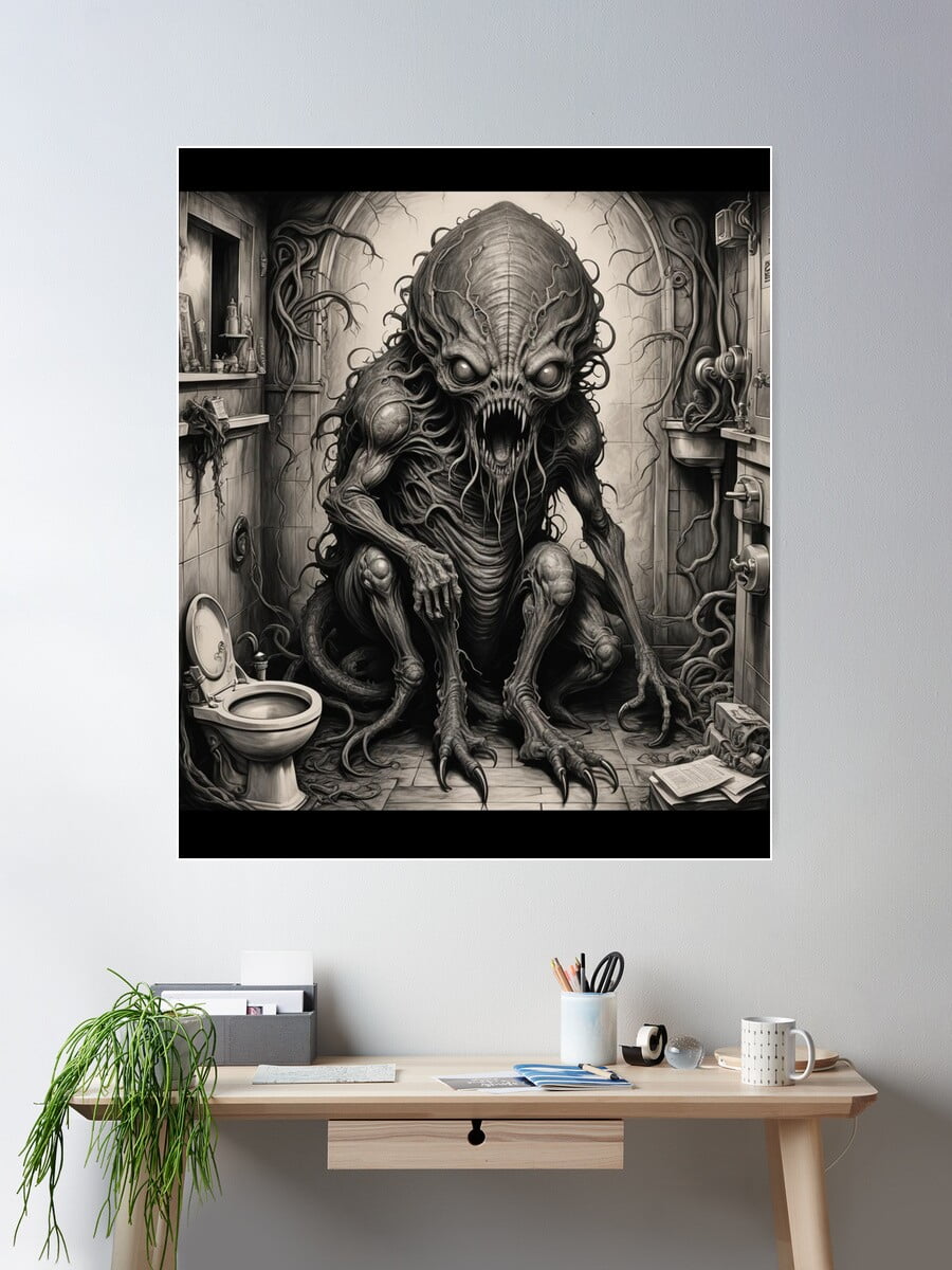 Occupied- Cosmic Horror Bathroom Poster Wall Art, Modern Wall Decor For ...