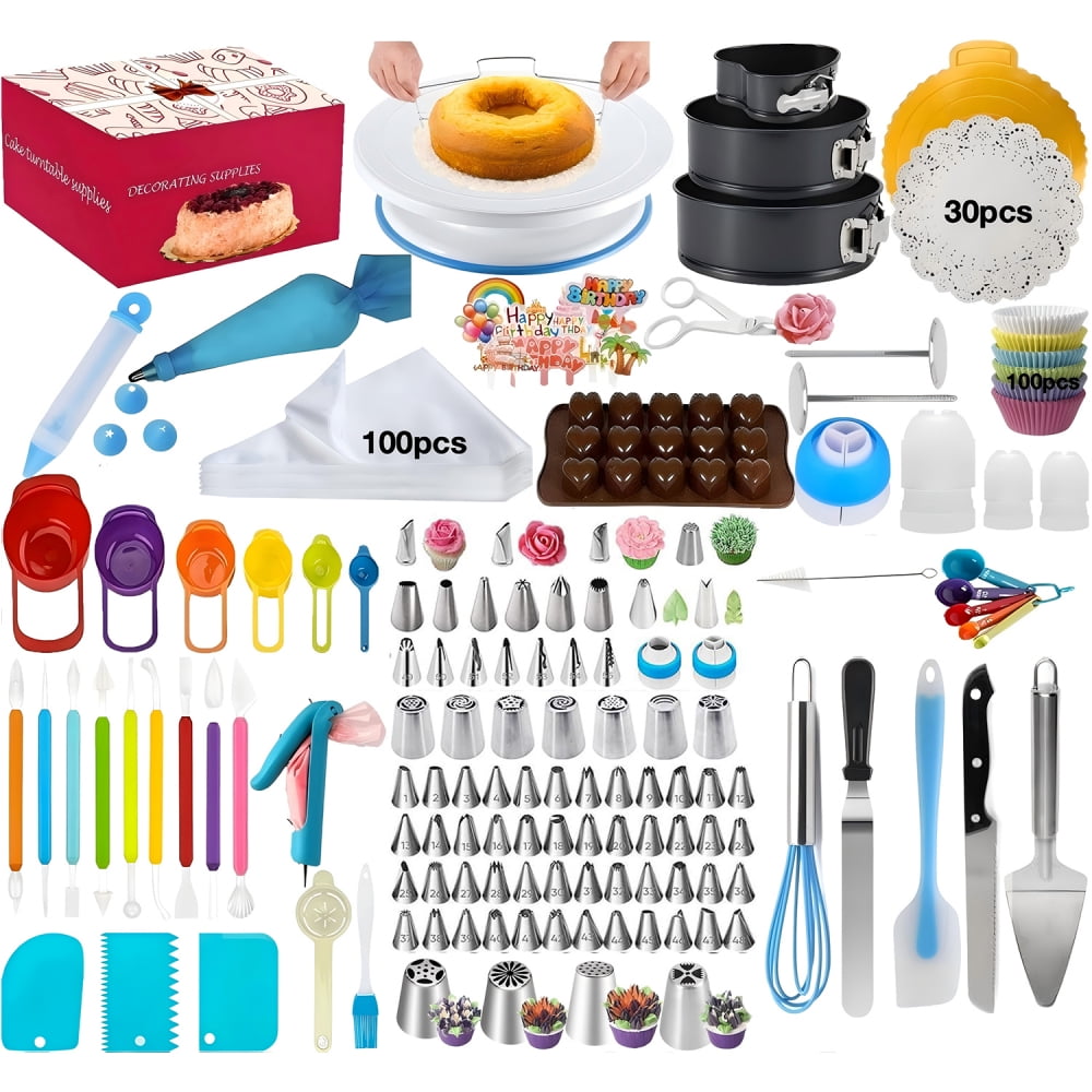 OceAura 398 PCS Cake Decorating Kit for Beginners - Baking Supplies ...