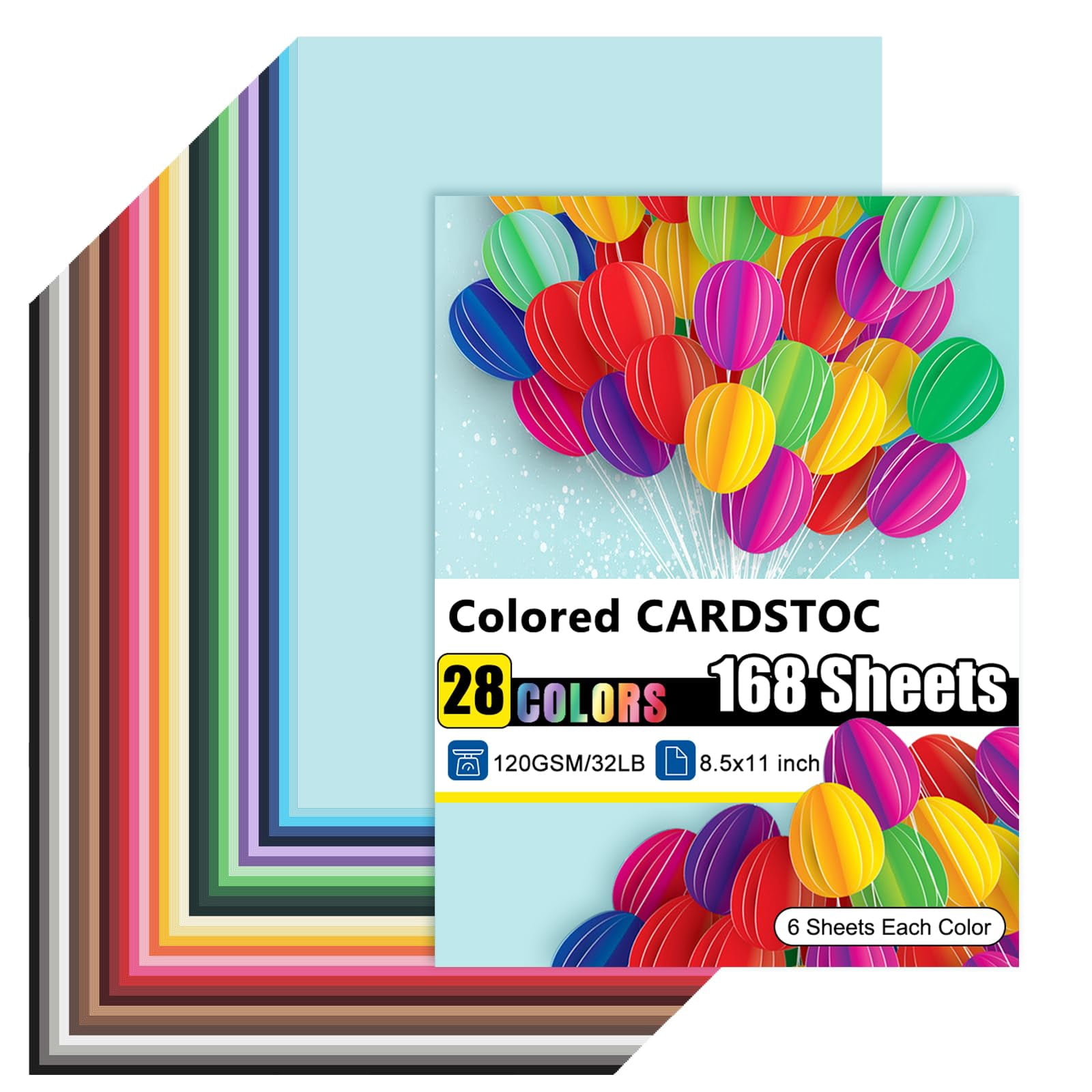 OcePor 168 Sheets Colored AIF9 Paper 28 Colors, 8.5x11 Construction ...