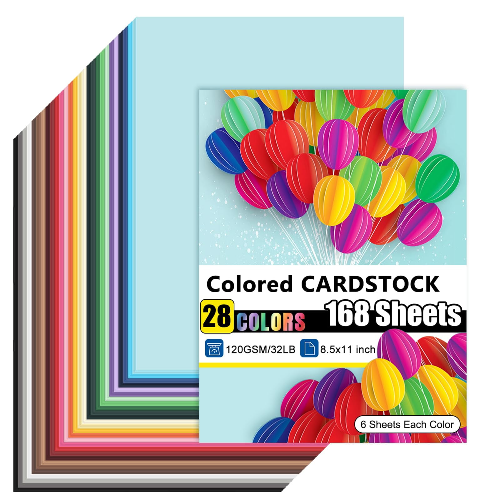 OcePor 168 Sheets Colored JKF25 Paper 28 Colors, 8.5x11 Construction ...