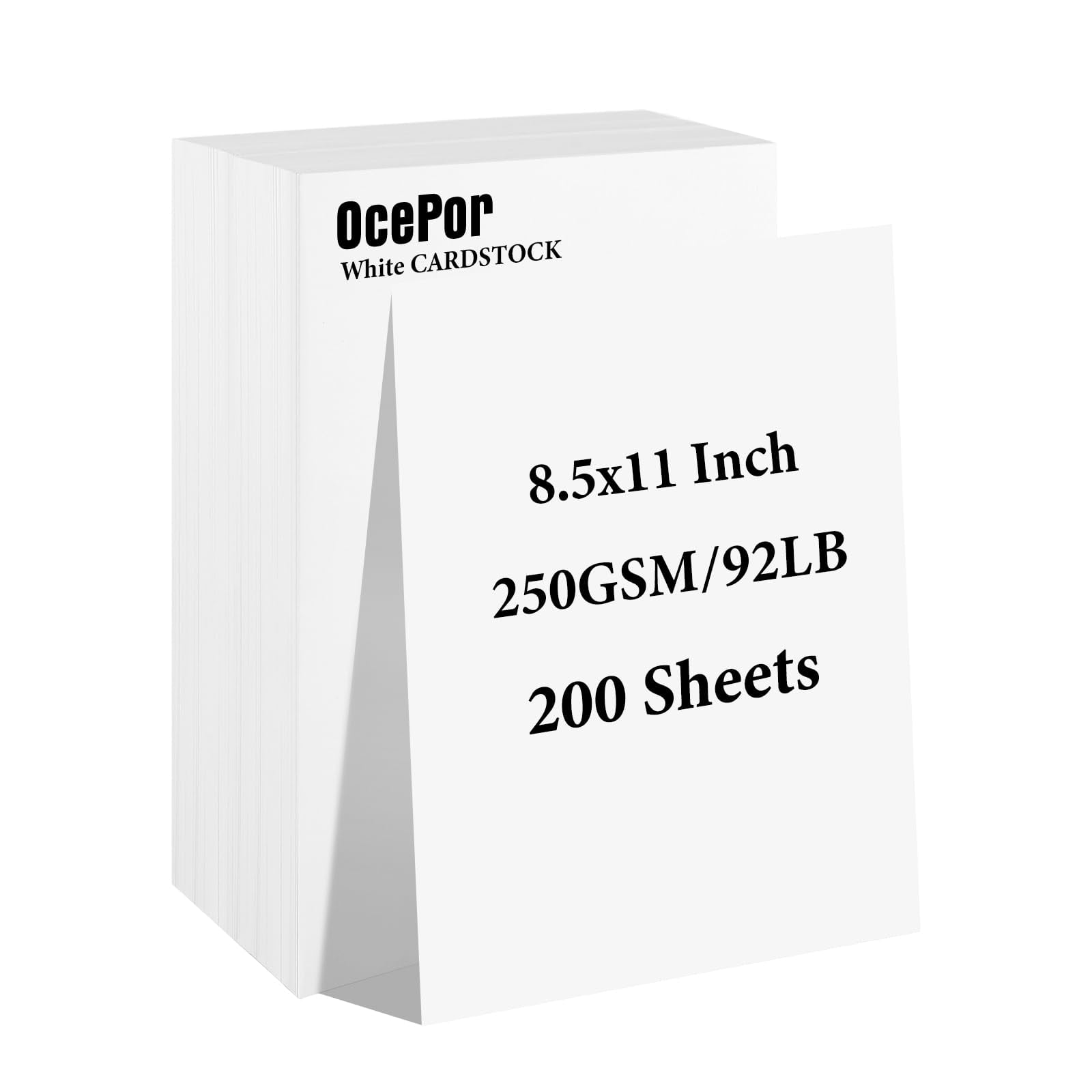OcePor 200 Sheets White HMF23 Cardstock 8.5” x 11”, 92lb/250gsm Card ...