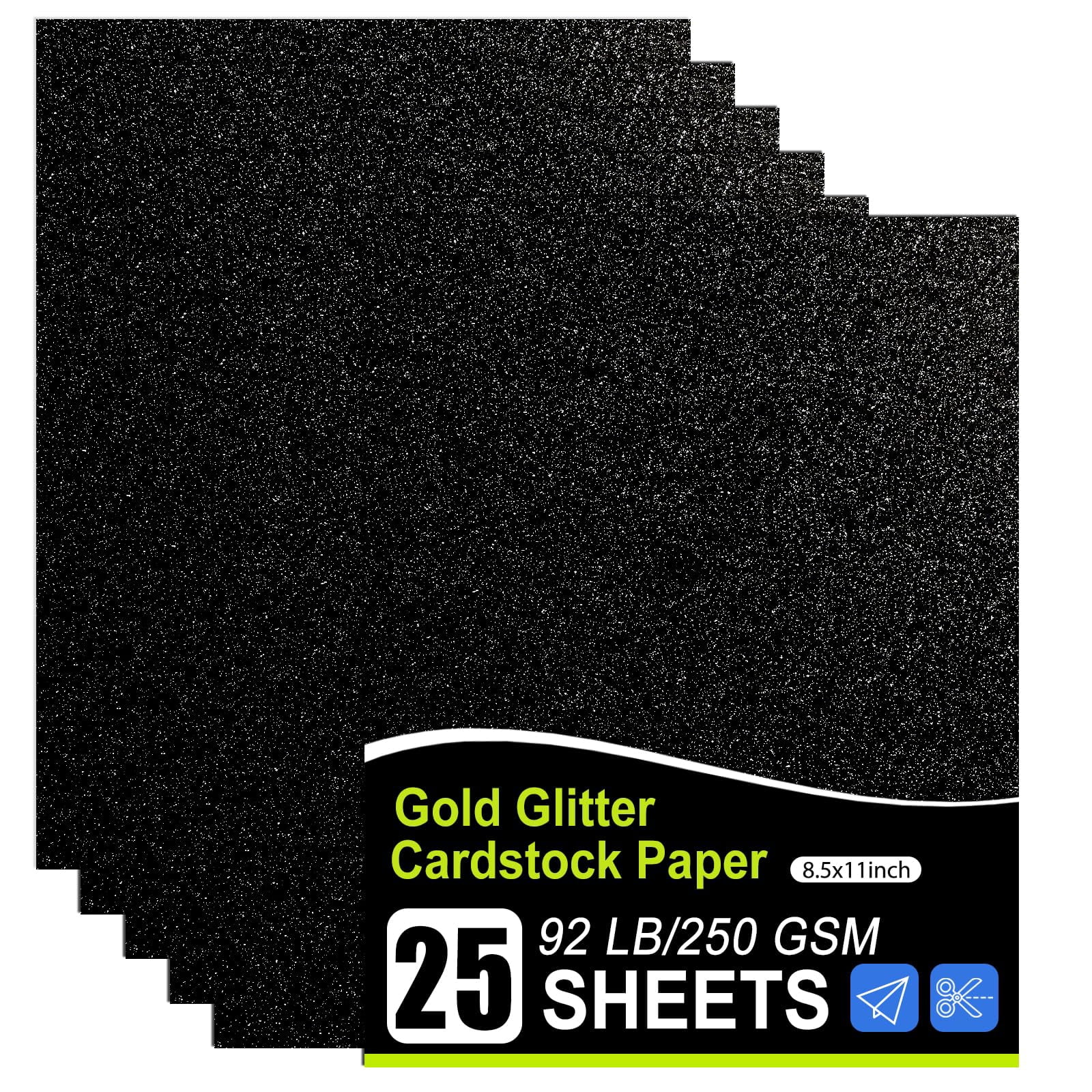 OcePor Glitter Cardstock, 25 AIF9 Sheets Black Cardstock, Glitter Paper ...