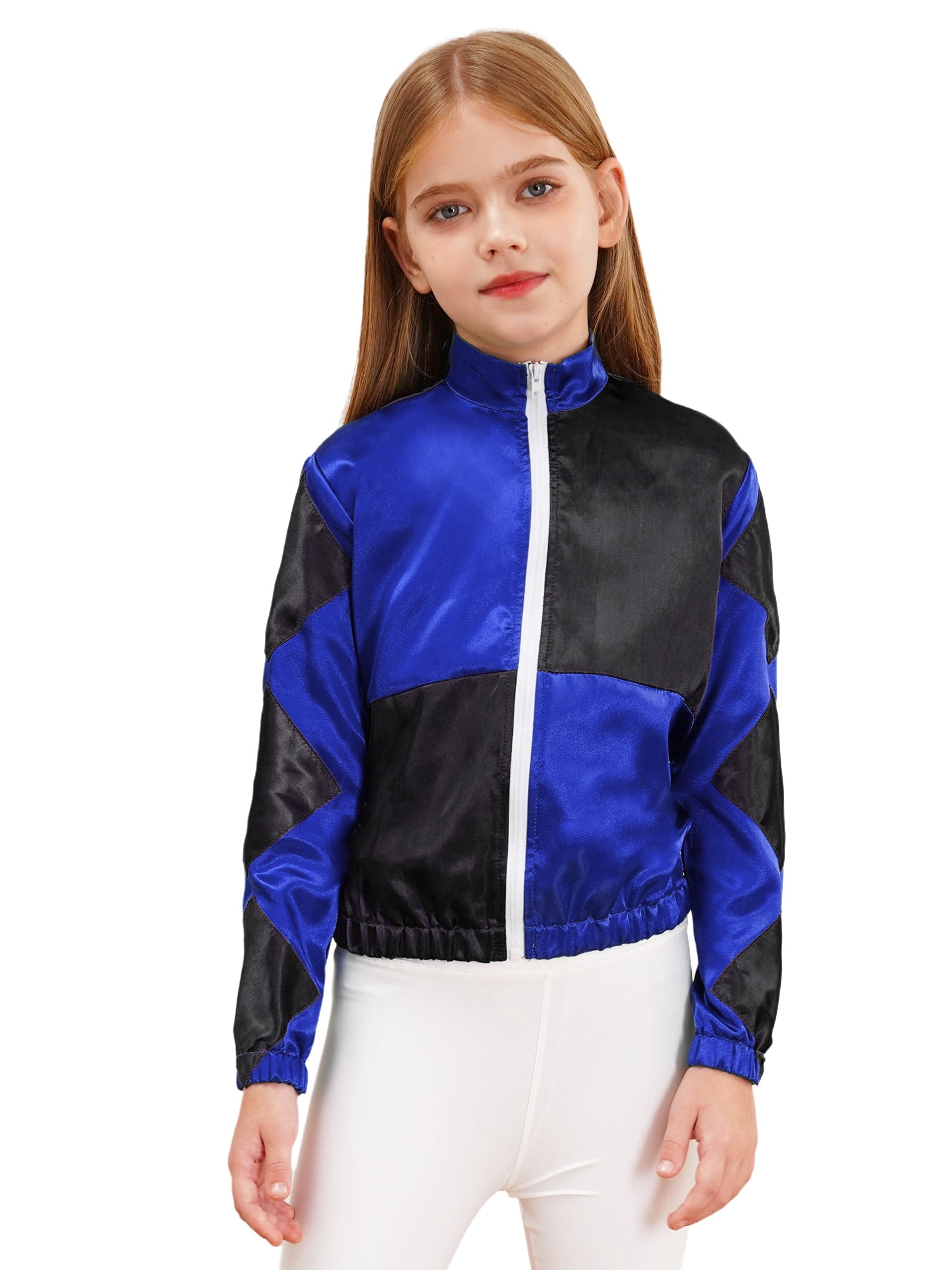 Ocealan Girls Horse Riding Coat Kids Satin Long Sleeve Equestrian ...