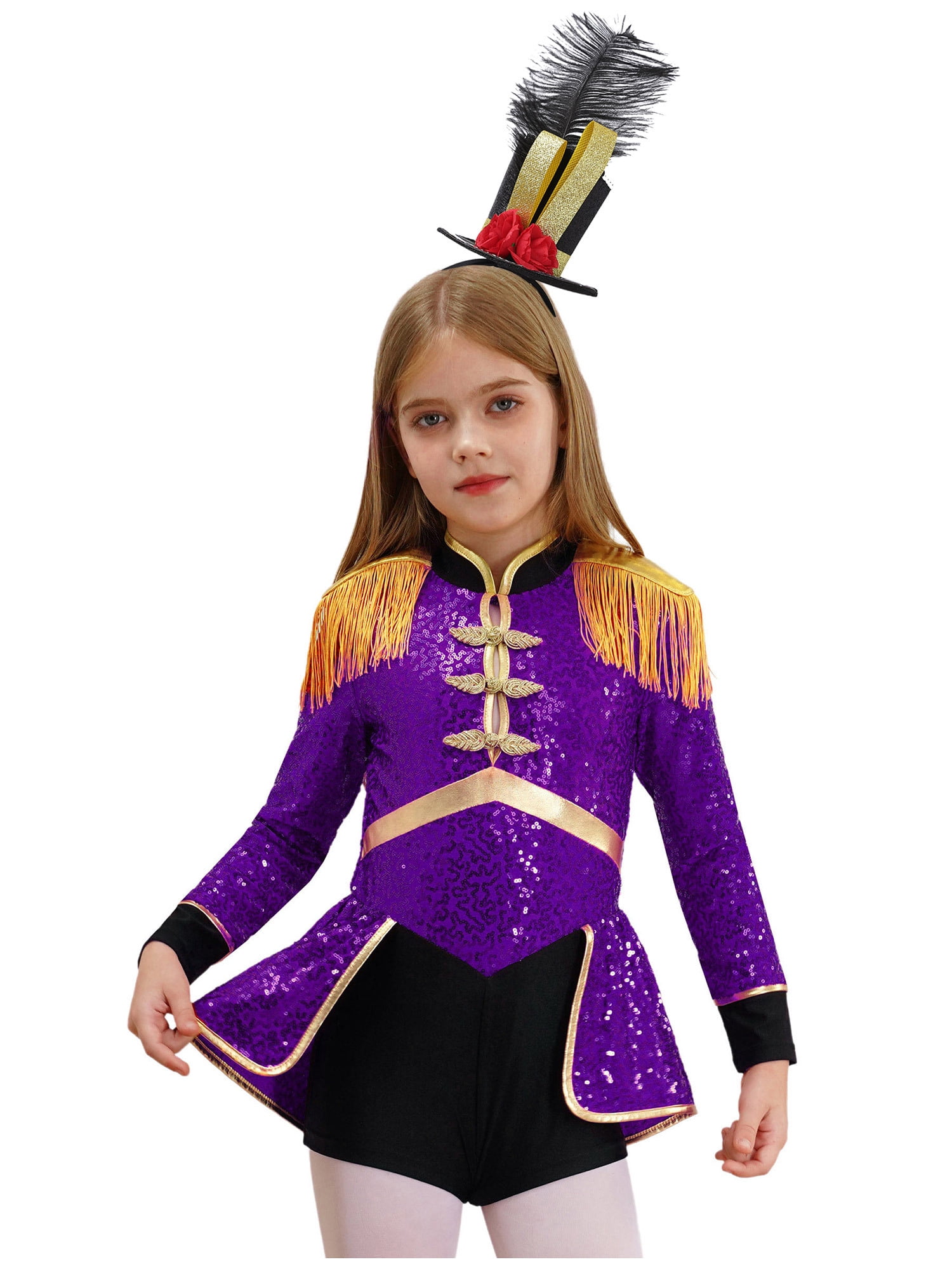 Ocealan Kids Girls Ringmaster Dance Dress with Drummer Hat Sequins ...